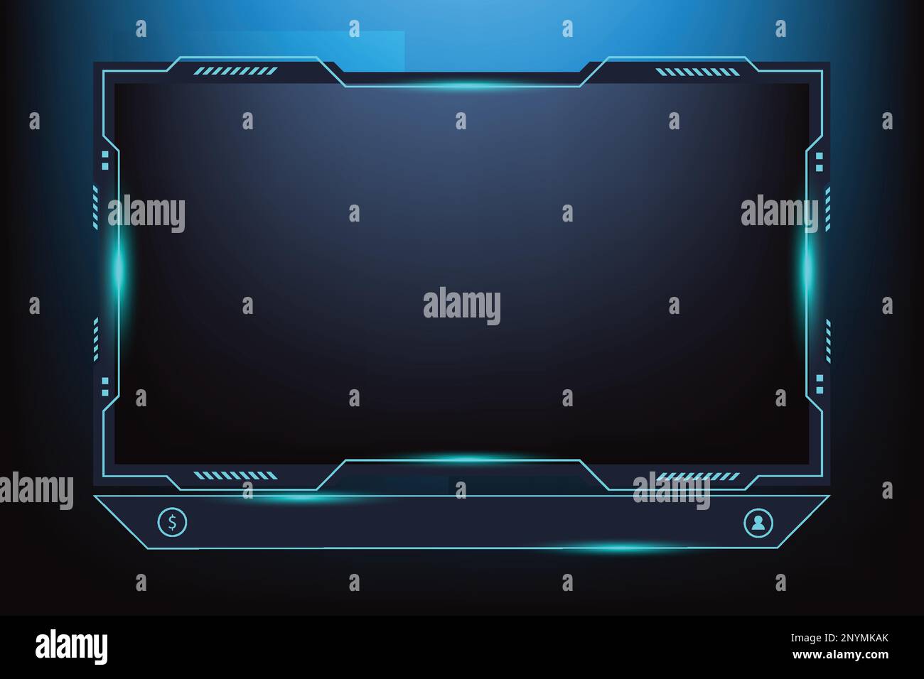 Live broadcasting screen panel design with glowing blue colors. Online ...
