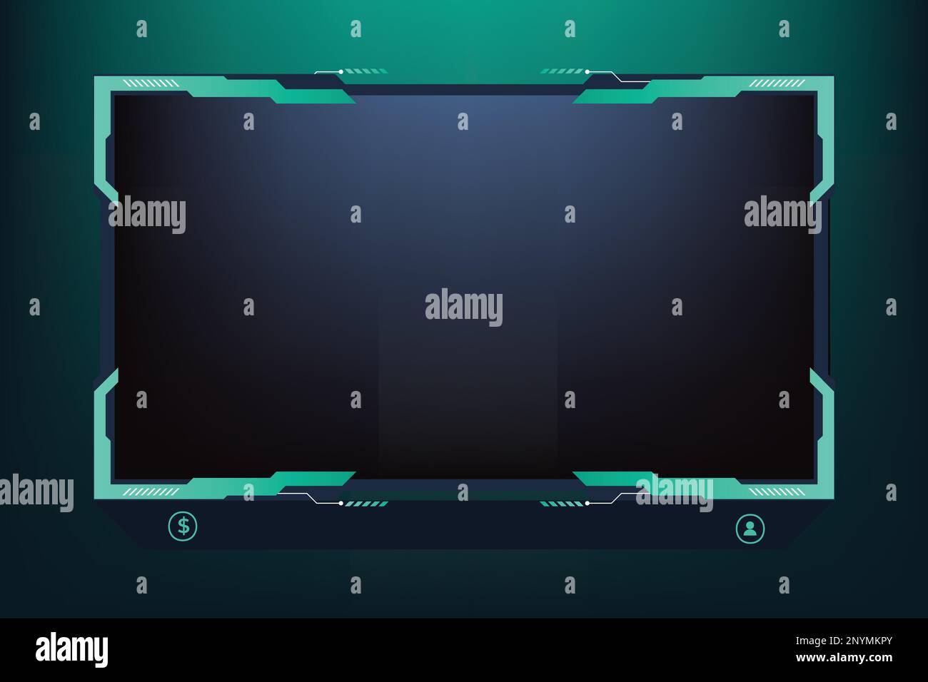 Creative gaming screen frame design with dark green color on a black ...