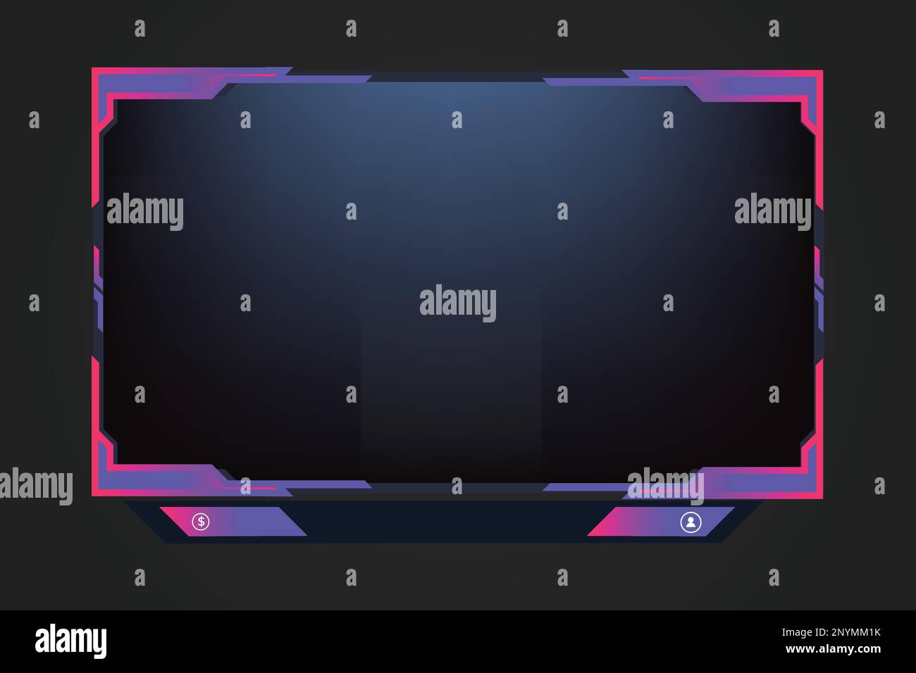Glossy gaming overlay and screen border decoration elements with blue ...