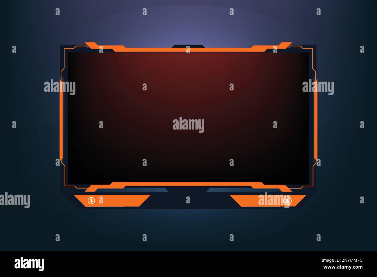 Creative display frame border decoration with orange color shapes and ...