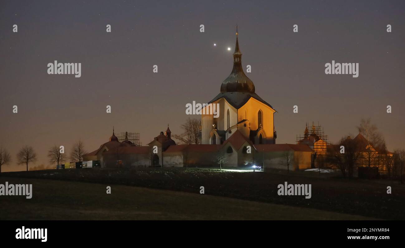 Venus and Jupiter spectacular conjunction above the Church of St. John ...
