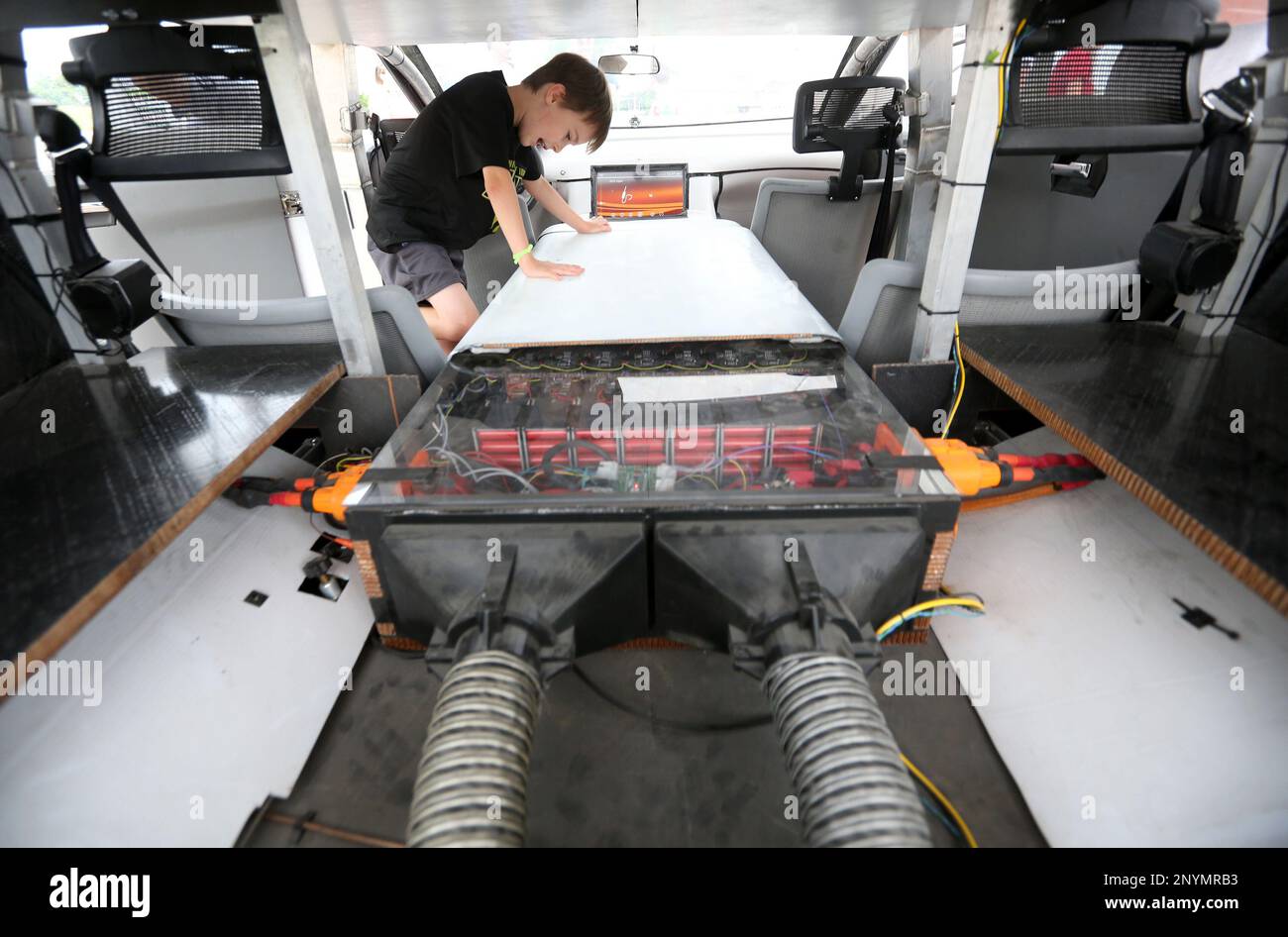 Lukas Billmeyer, 7, of Dubuque, Iowa, explores Iowa State University's ...