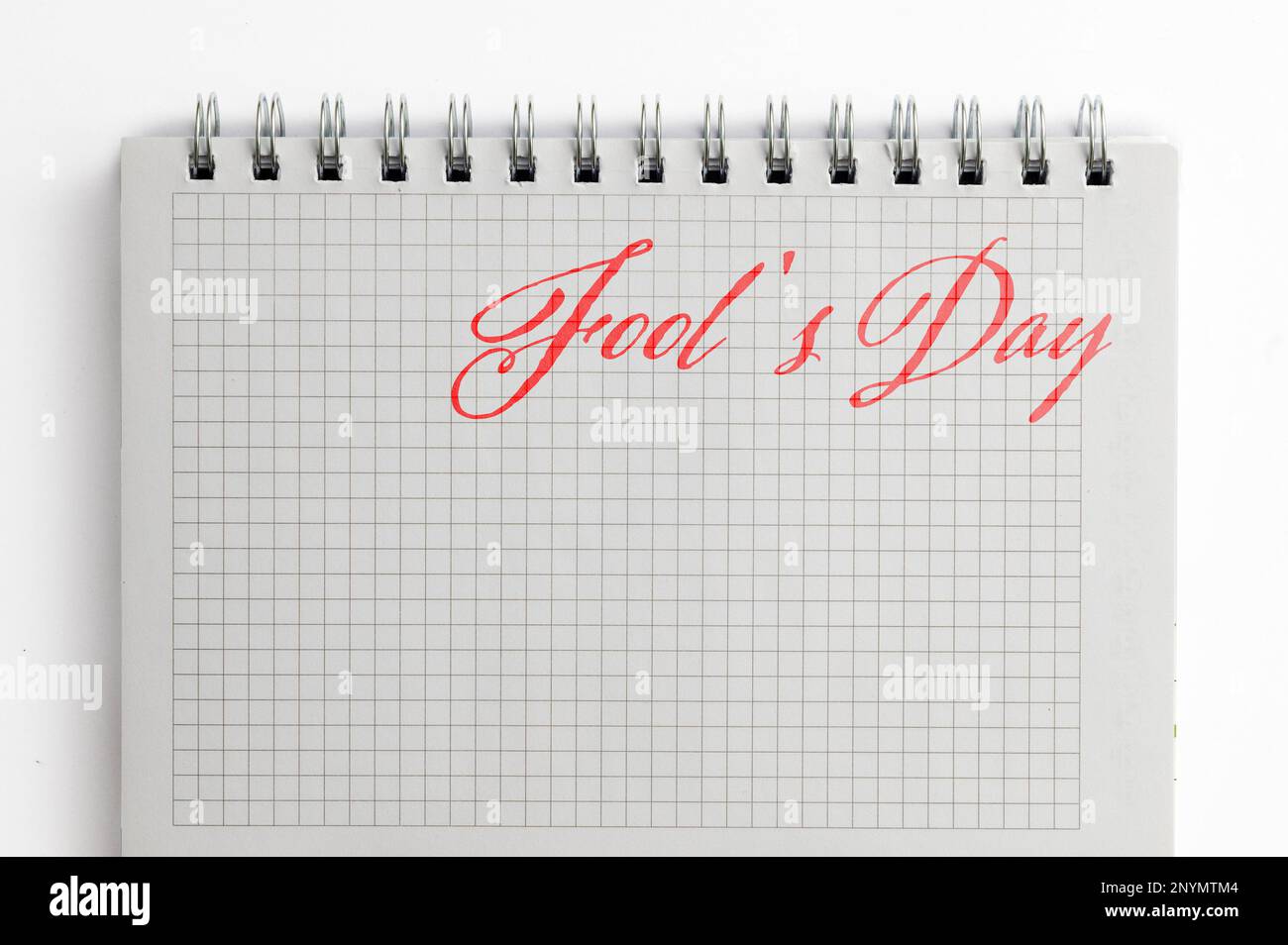 Notebook with text FOOL'S DAY on white background. Fool's day ...