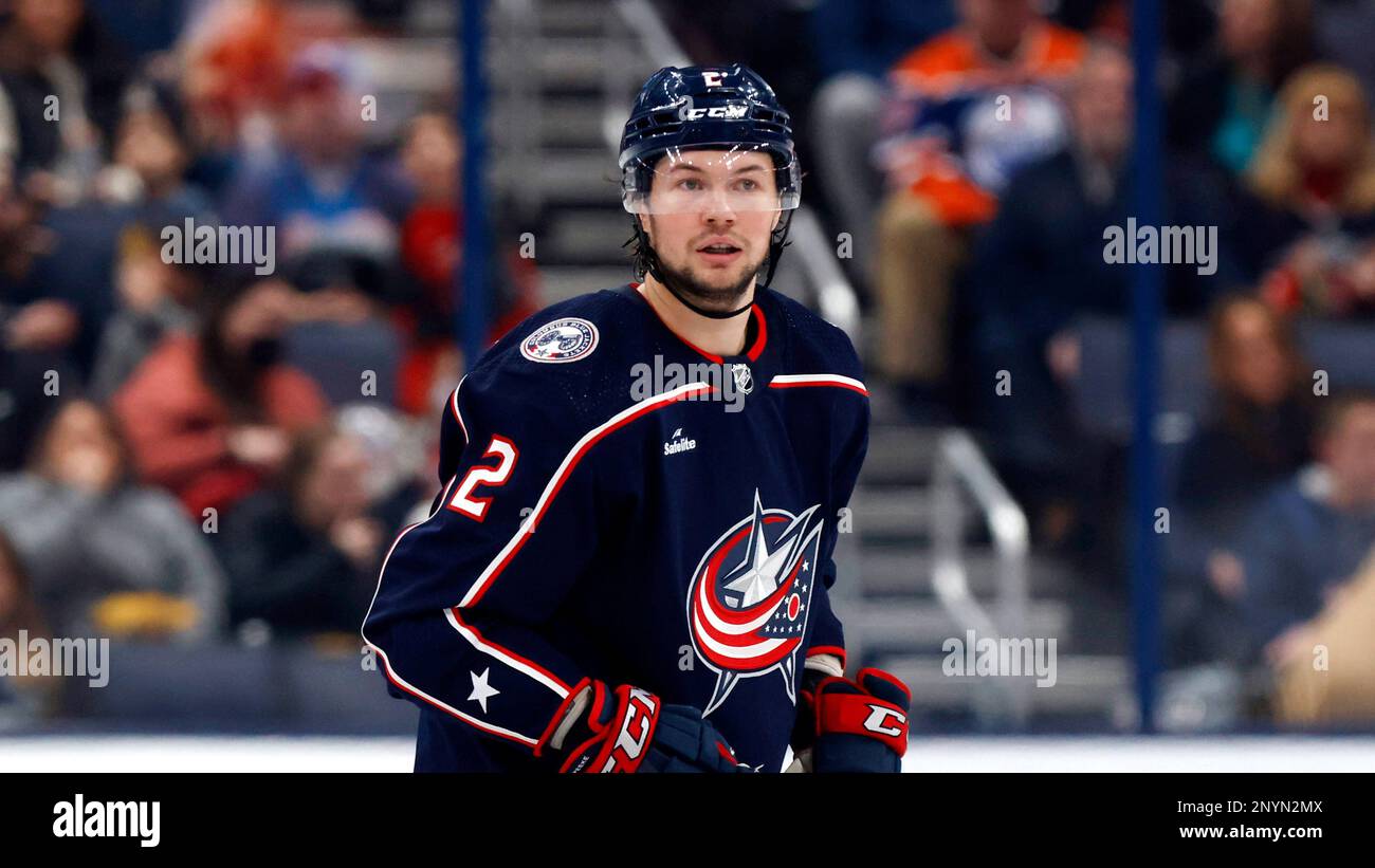 Columbus Blue Jackets defenseman Andrew Peeke is seen against the ...
