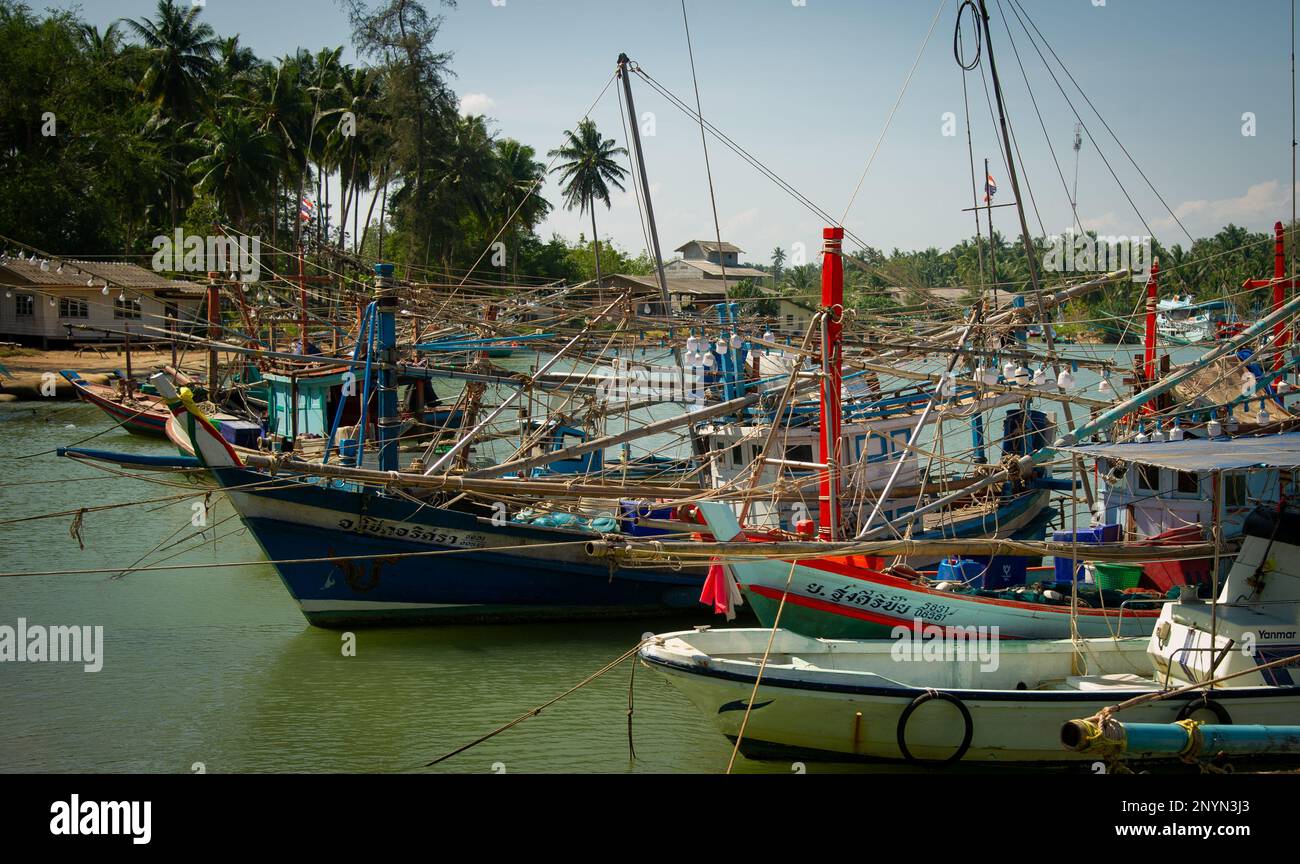 December 16 2022- Pathio Thailand Chumphon area- Colorful fishing boats ...