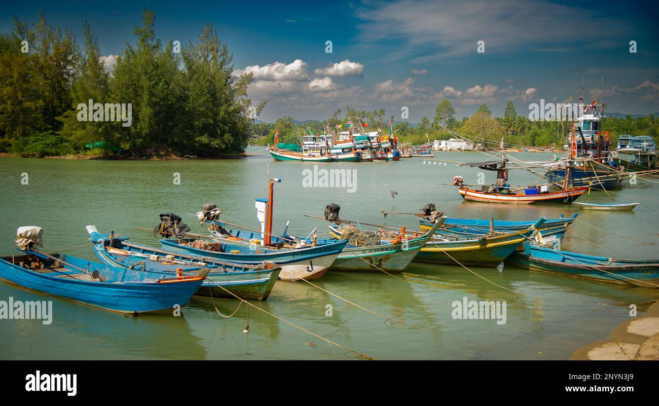 December 16 2022- Pathio Thailand Chumphon area- Colorful fishing boats ...