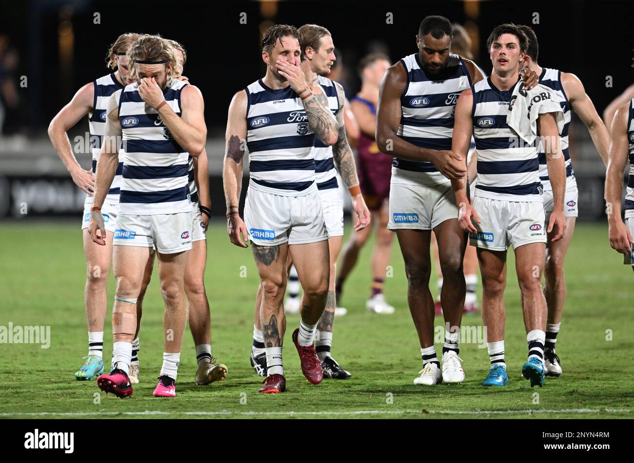 Cats players are seen after losing the AFL official practice match ...
