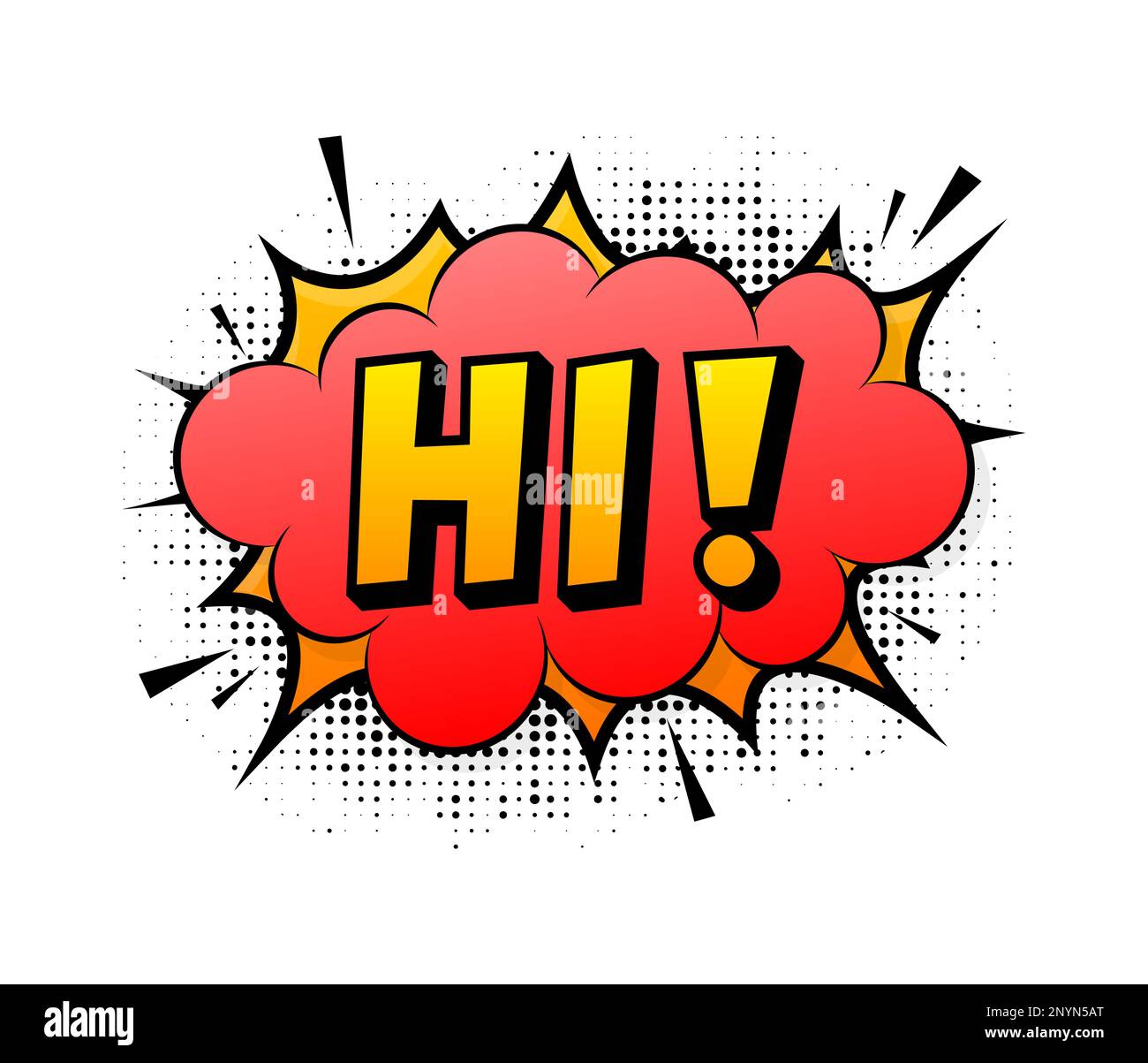 Speech bubble for comic text Hi. Cartoon comic sign. Effects explosion ...