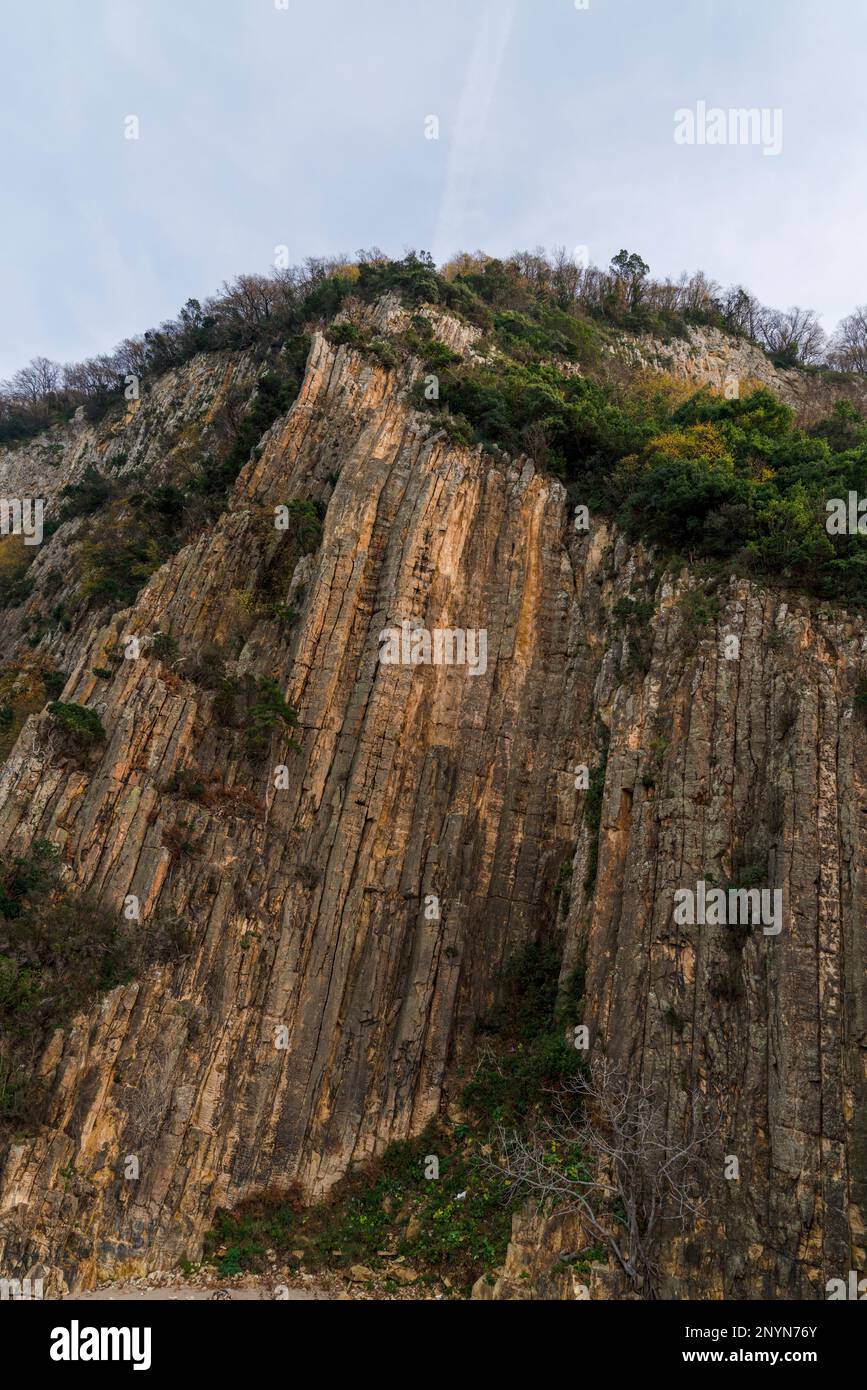 View of lava, basalt columns with blacksea. Güzelcehisar is famous for ...