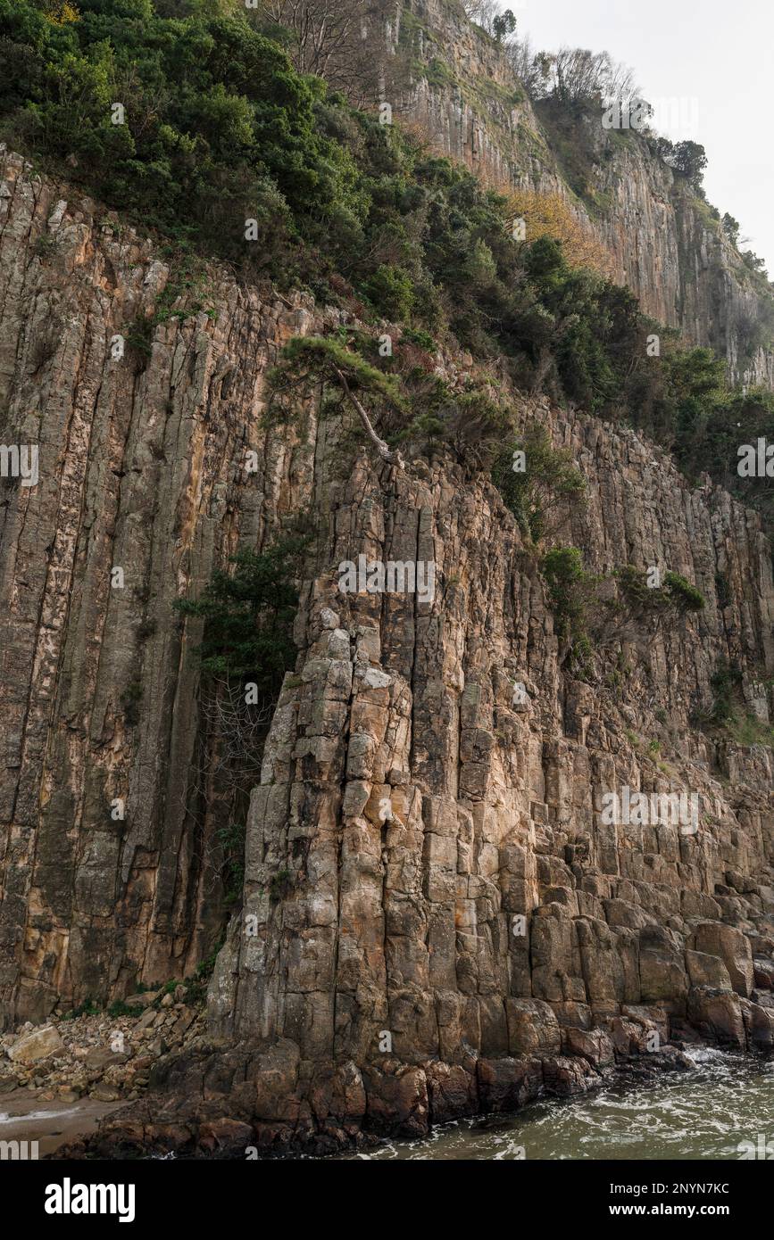 View of lava, basalt columns with blacksea. Güzelcehisar is famous for ...