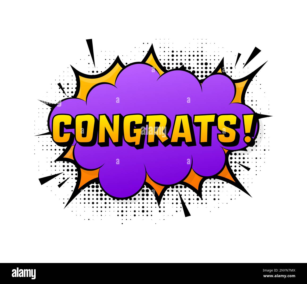 Speech bubble for comic text congrats. Cartoon comic sign. Effects ...