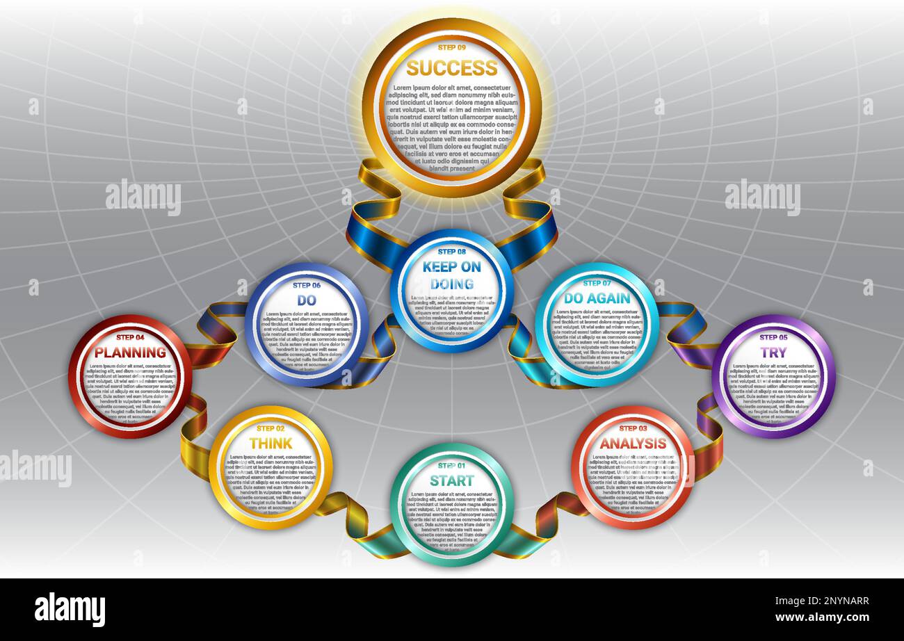 Infographic 9 Steps Template mind map Diagram for Business ...