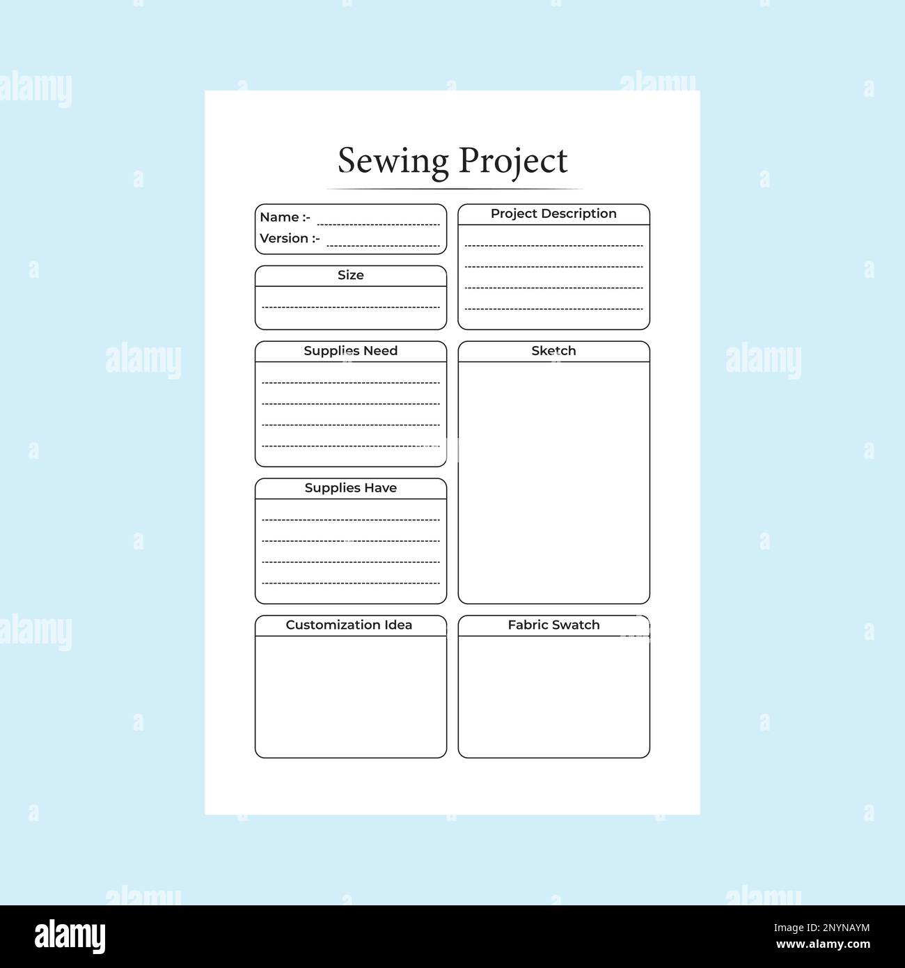 Sewing project KDP interior notebook. Needlework project task tracker ...