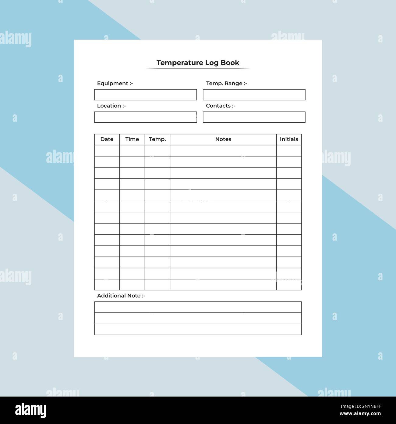 KDP interior of a temperature log book. Patient fever temperature and ...
