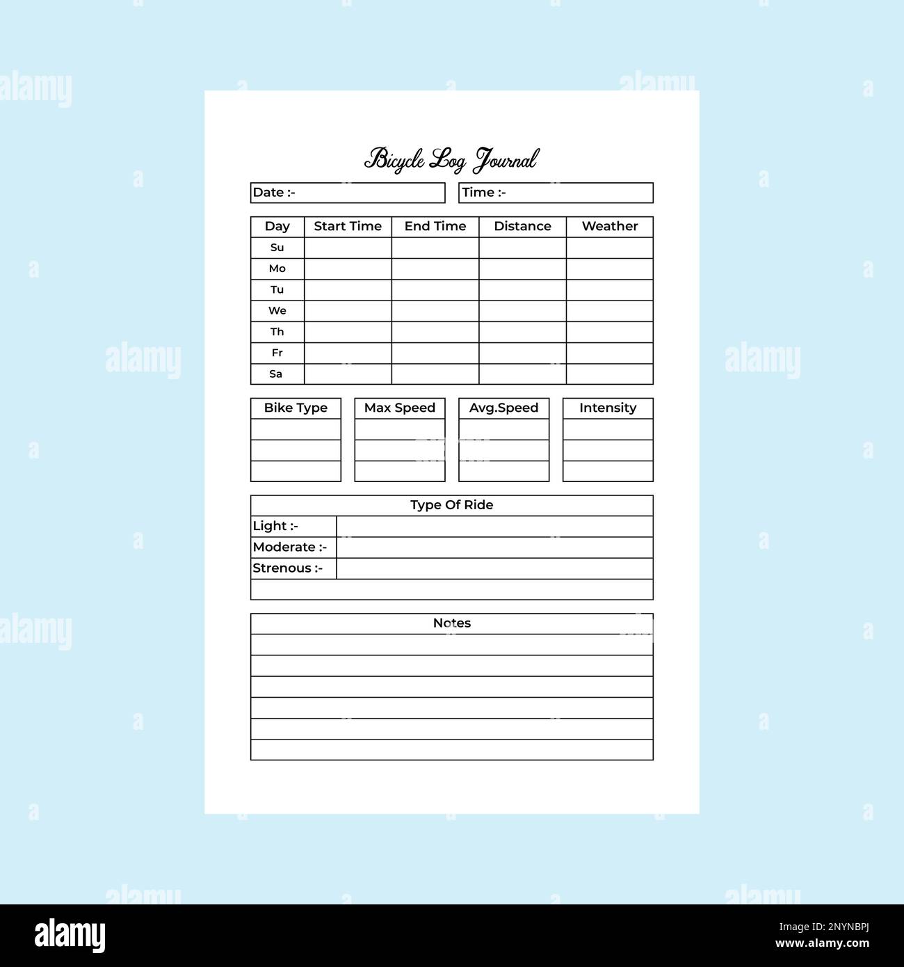 Bicycle rider KDP interior journal. Daily Bicycle riding experience and ...