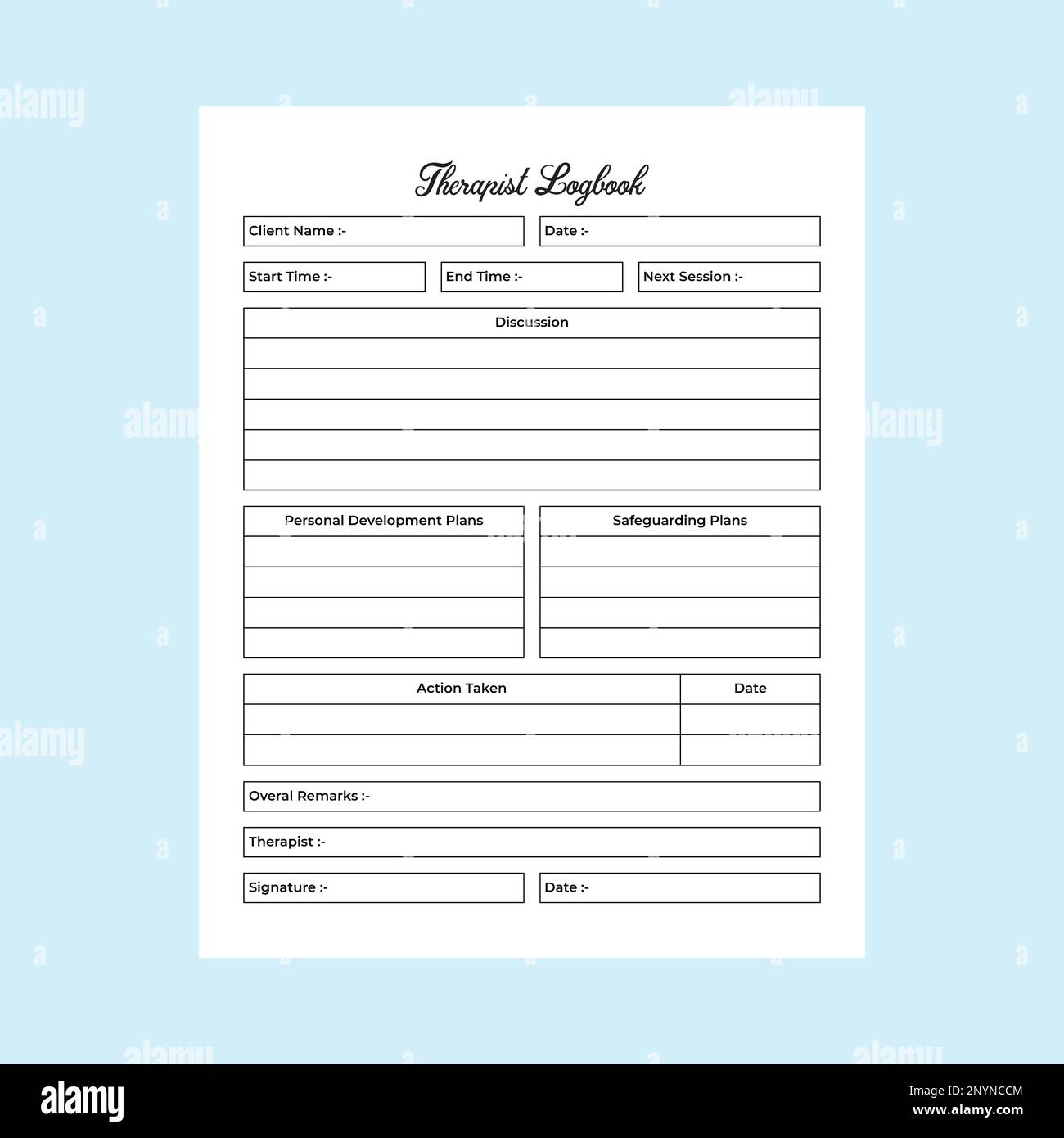 Therapist log book KDP interior. Therapist client information tracker ...