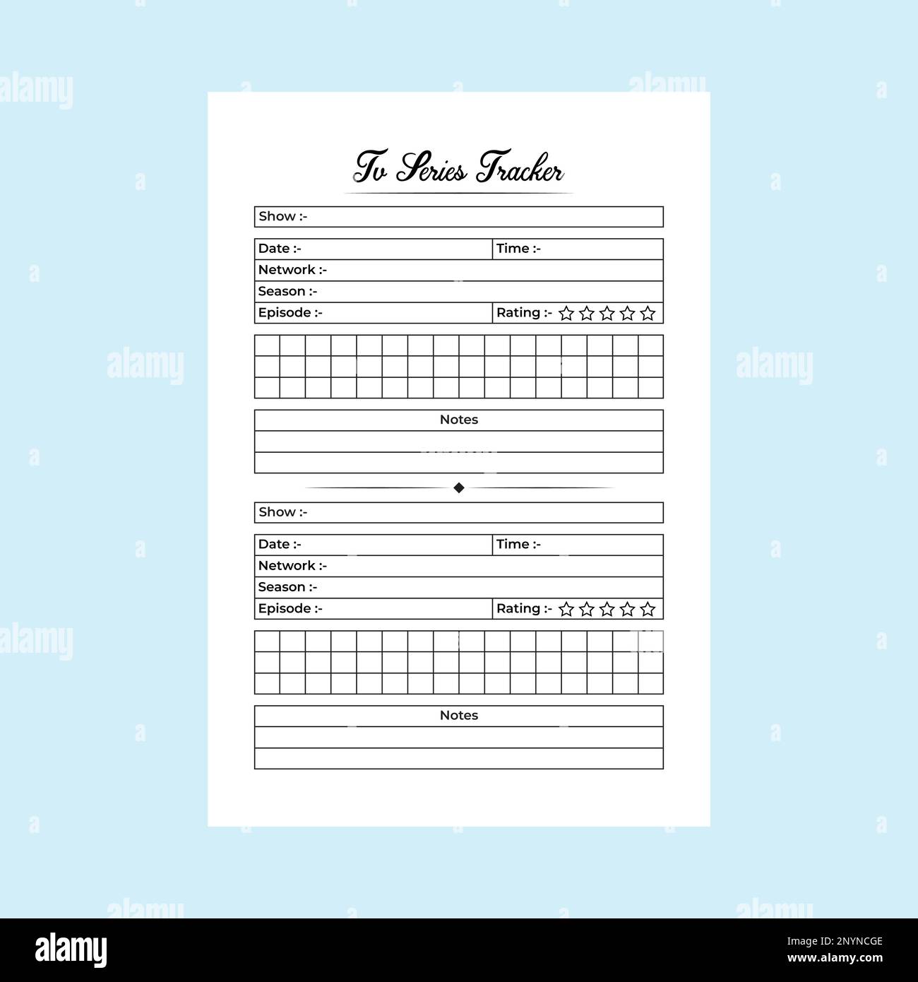 TV series tracker KDP interior journal template. Daily TV series ...