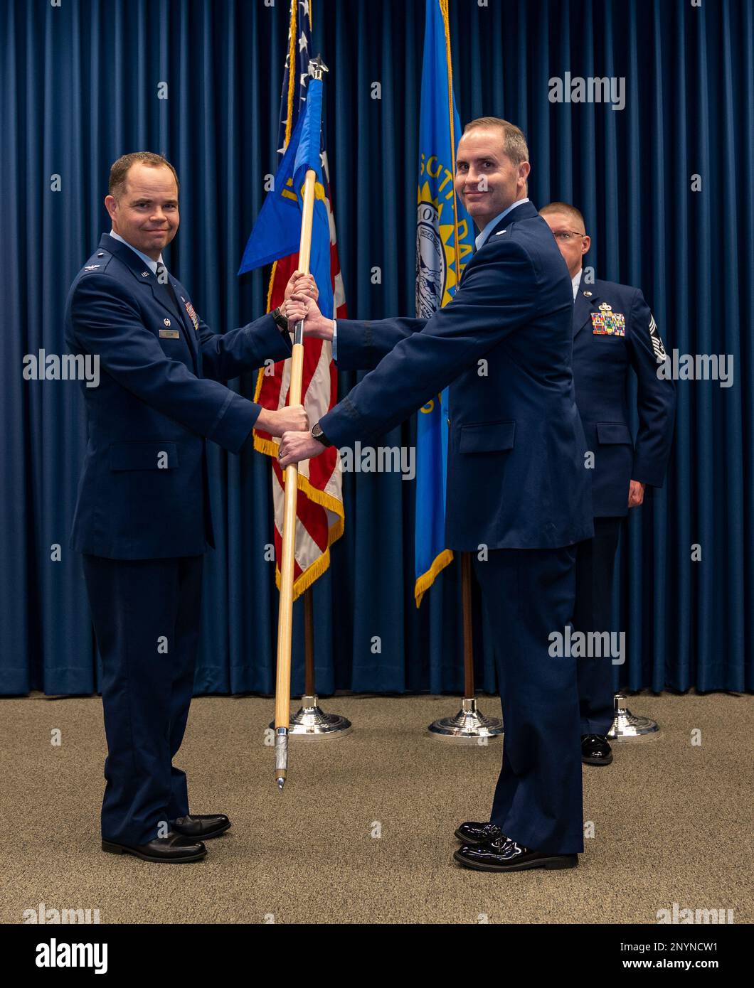 U.S. Air National Guard Lt. Col. Jon Friedman, right, incoming 114th ...