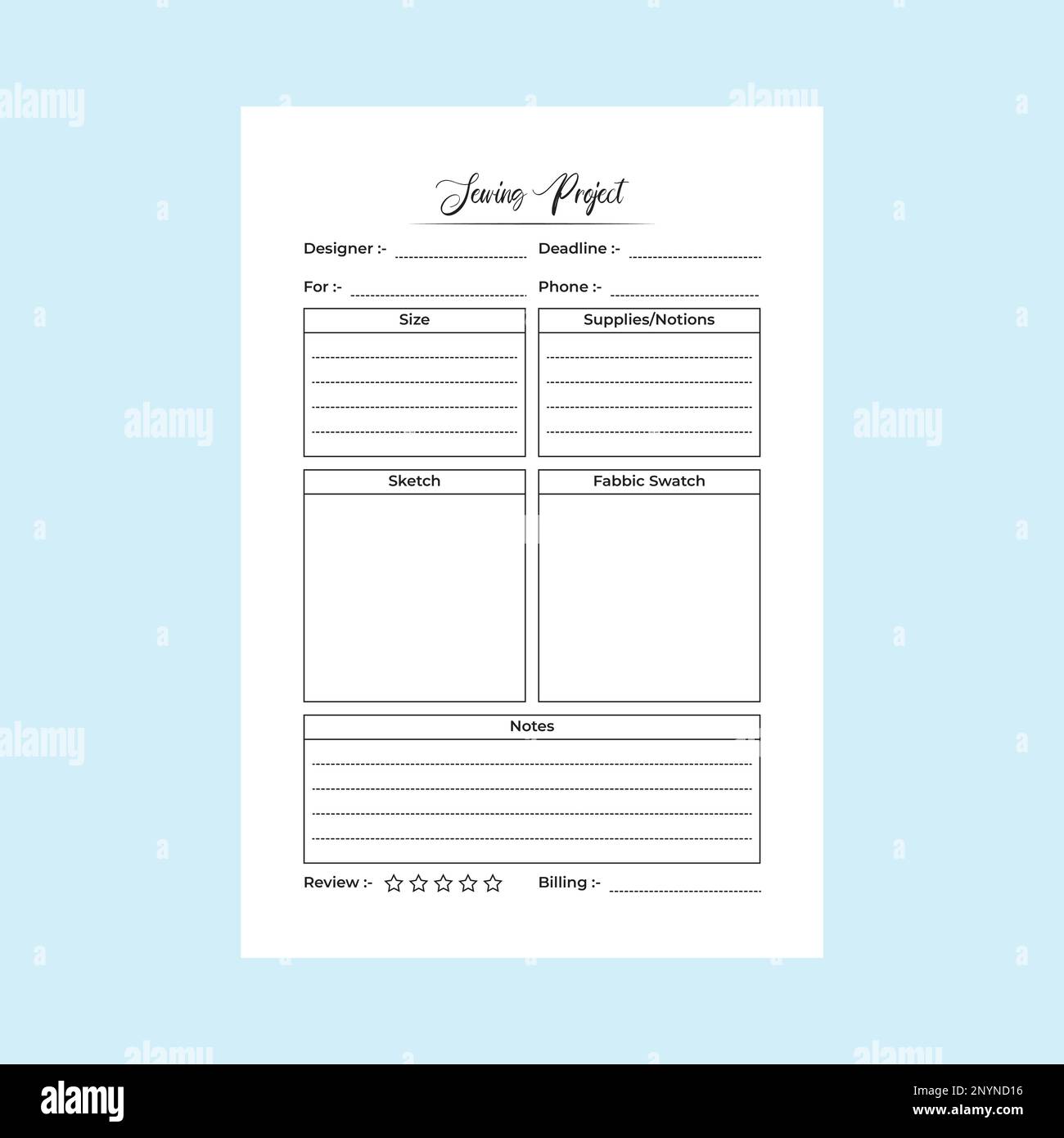 Sewing project log book KDP interior. Sewing store information and ...