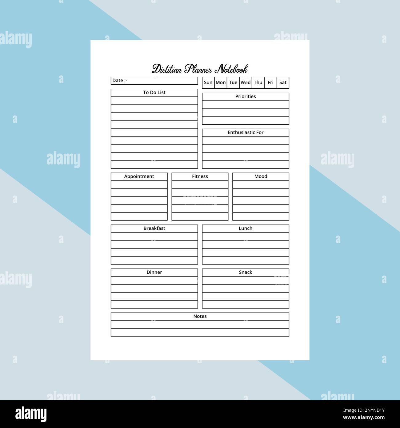 Dietitian planner KDP interior journal. Daily diet schedule paper and ...