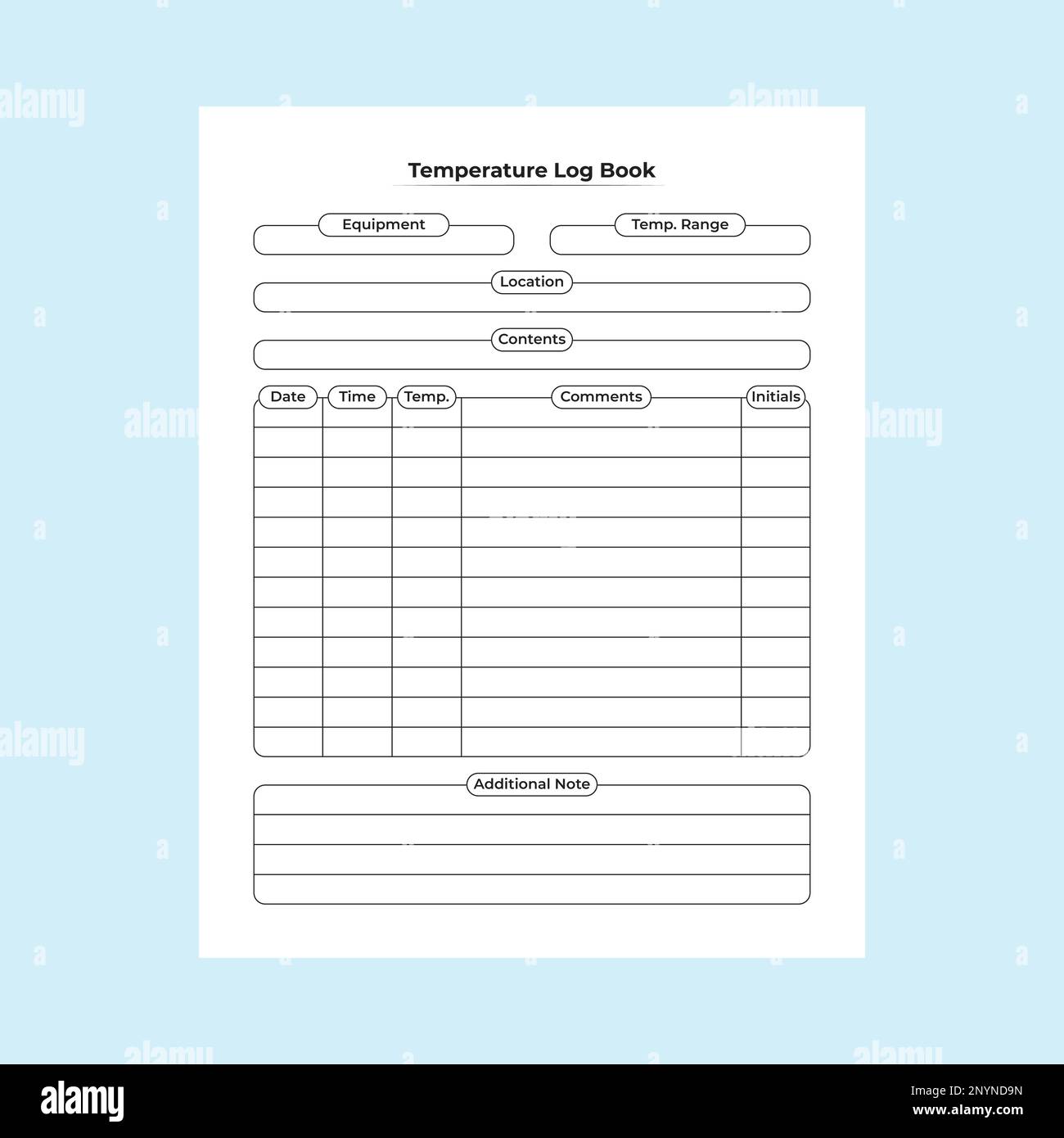 Temperature tracker log book KDP interior. Medical equipment and ...