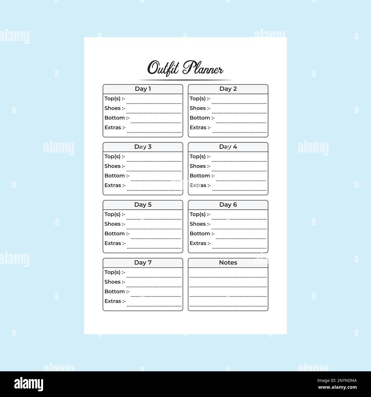 Outfit planner notebook KDP interior. Daily costume planner journal and ...