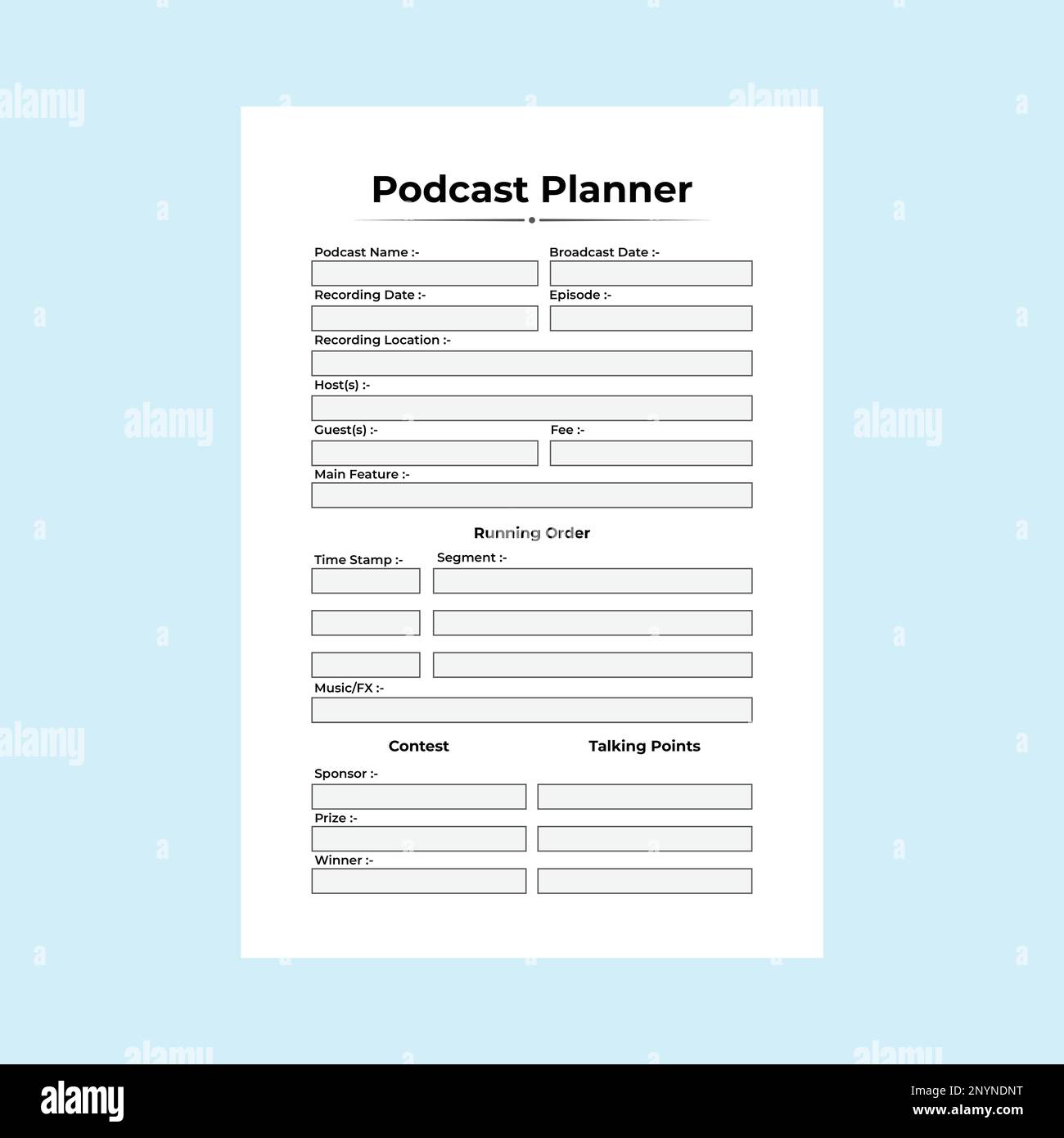 Podcast planner kdp interior hi-res stock photography and images - Alamy