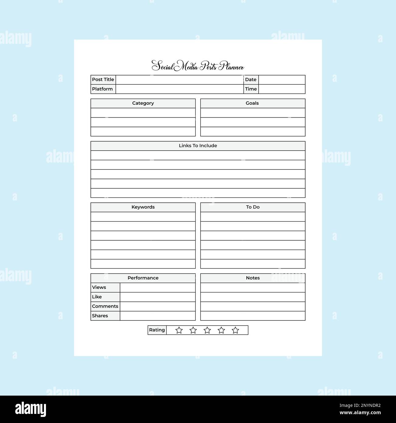 Social media post schedule planner KDP interior. Blog writer ...