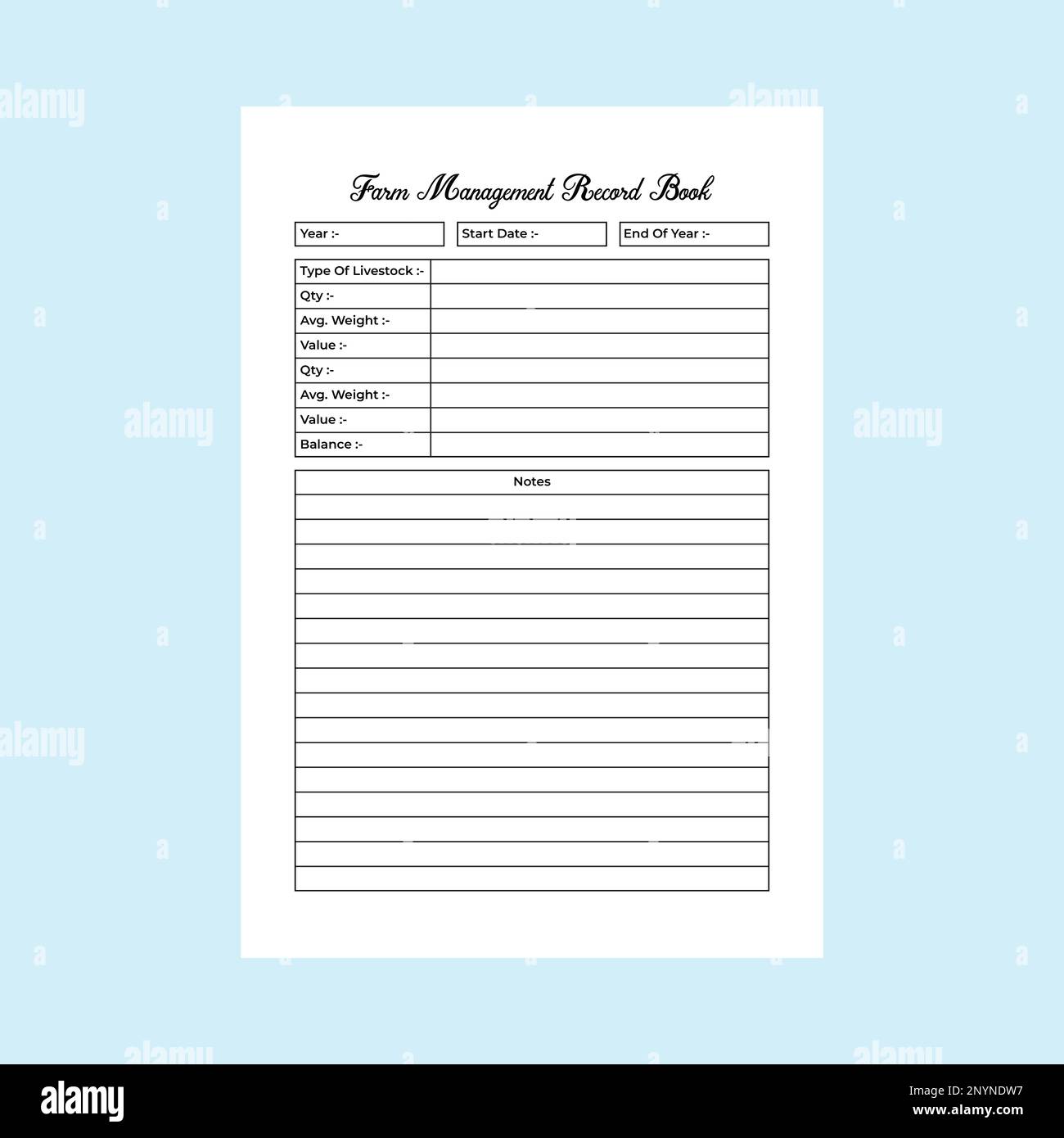 Farm management record book KDP interior. Farming information and ...