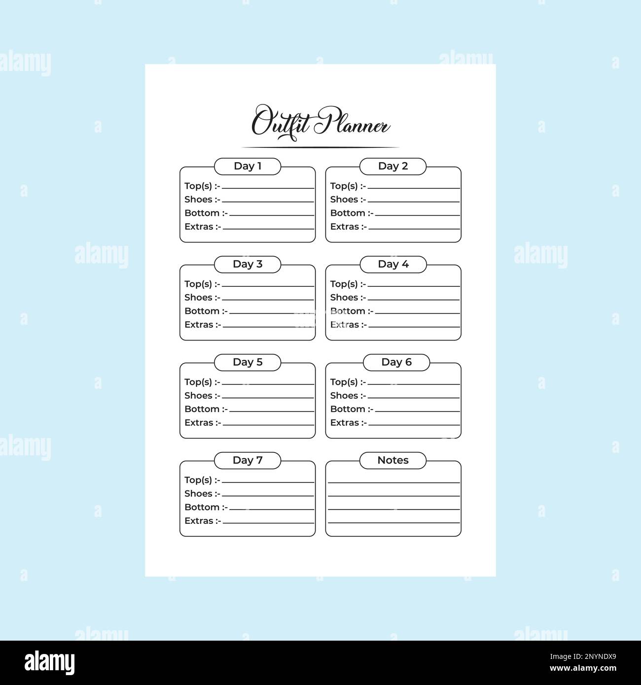 Outfit planner KDP interior journal. Daily fashion designer notebook ...