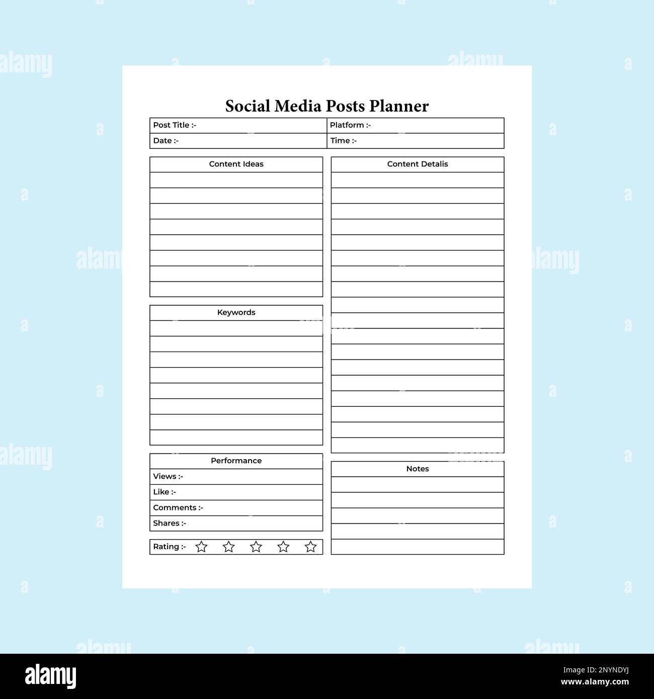 Social media post planner KDP interior. Daily social media post and ...