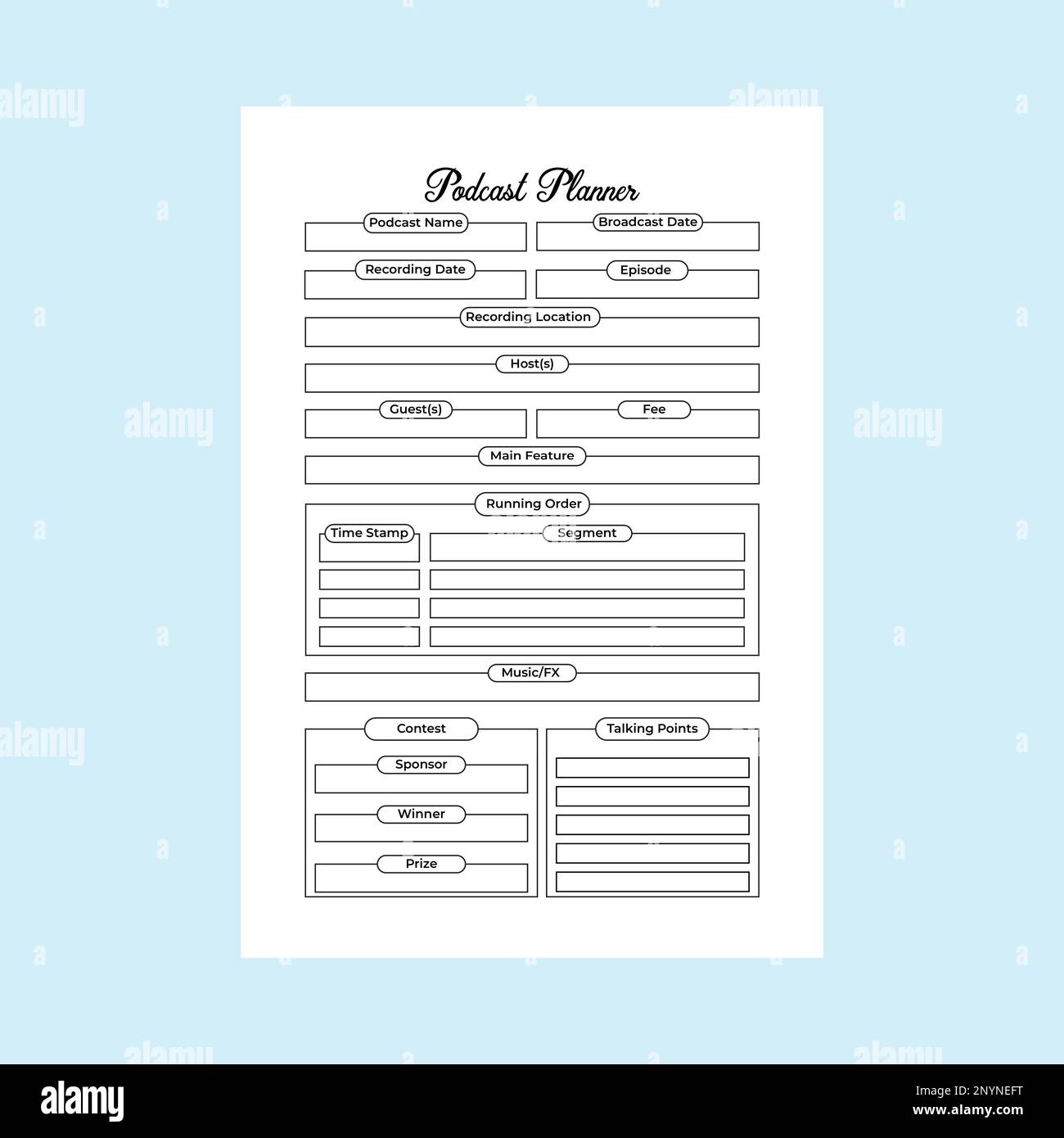 Podcast planner kdp interior hi-res stock photography and images - Alamy