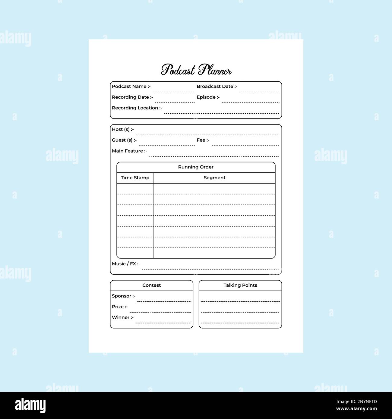 Podcast planner KDP interior journal. Regular podcast information ...