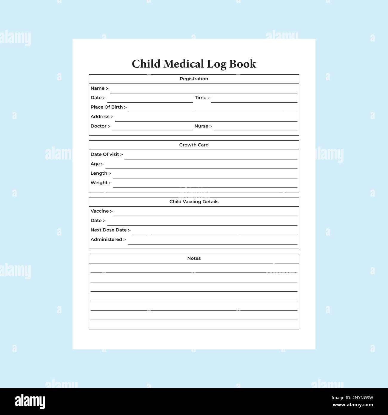 Child medical log book hi-res stock photography and images - Alamy