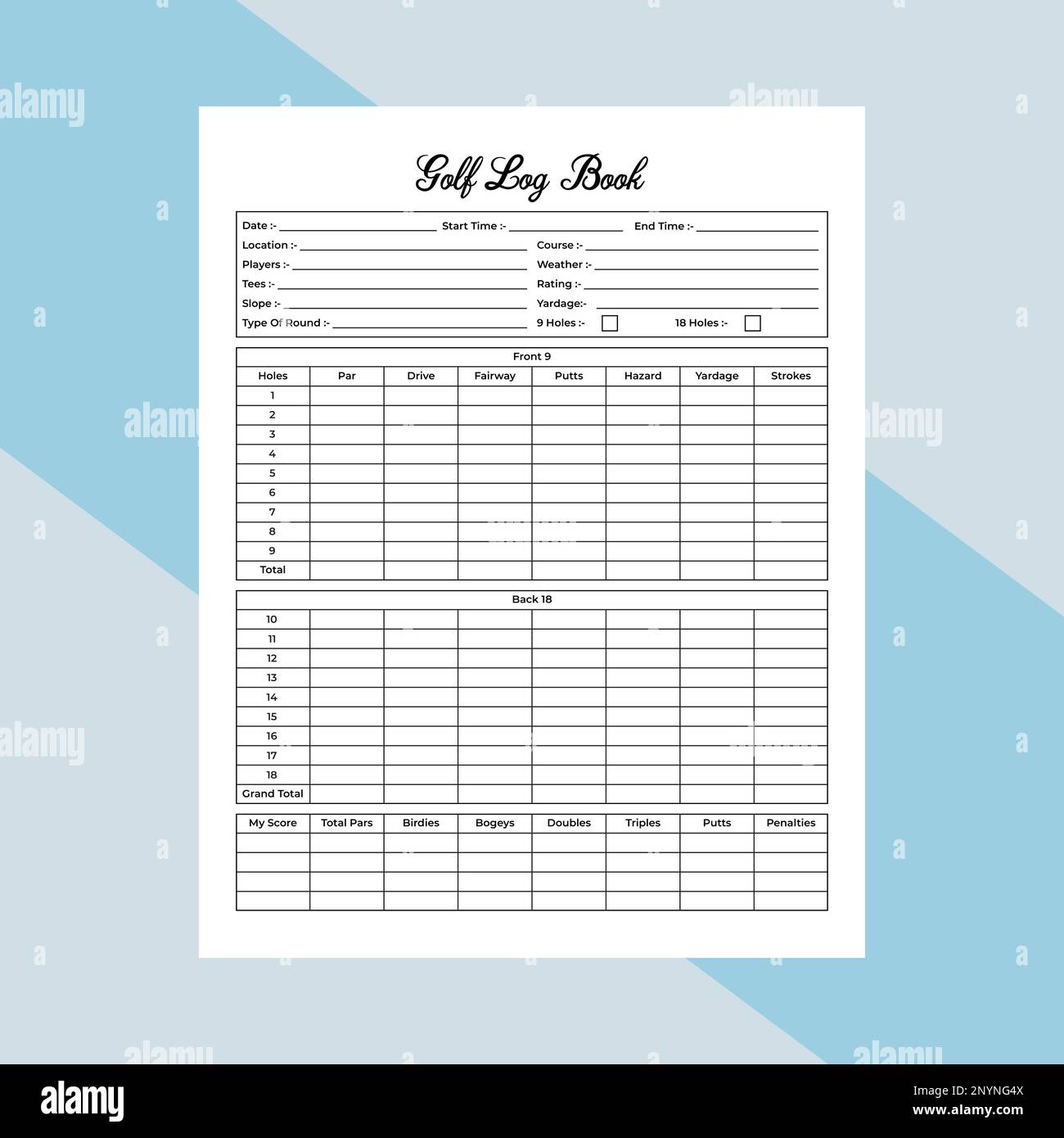 Golf log book KDP interior. Golf game score tracker and cart ...