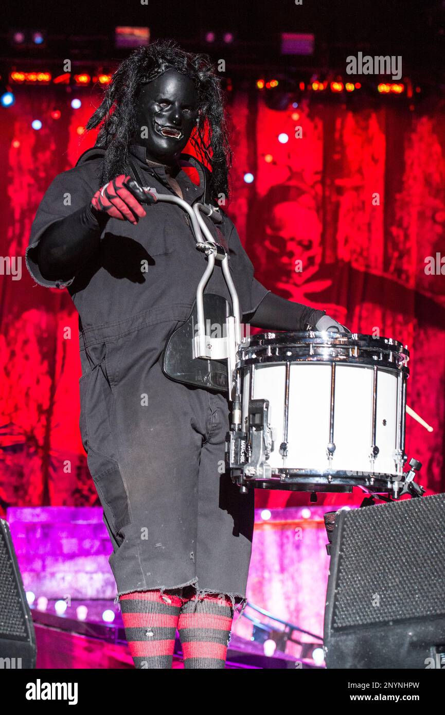 Shawn "Clown" Crahan of Slipknot performs at Champions Square on April ...
