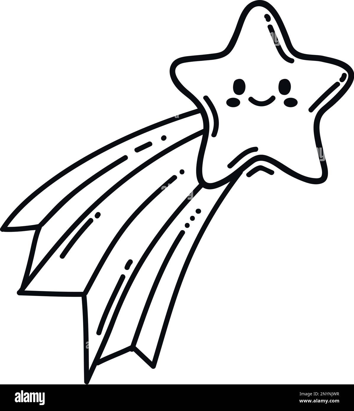shooting star kawaii doodle style Stock Vector Image & Art - Alamy