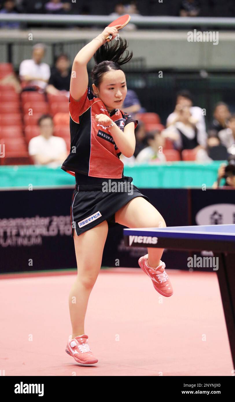 Japanese Mima Ito plays during the second round match of the women's ...
