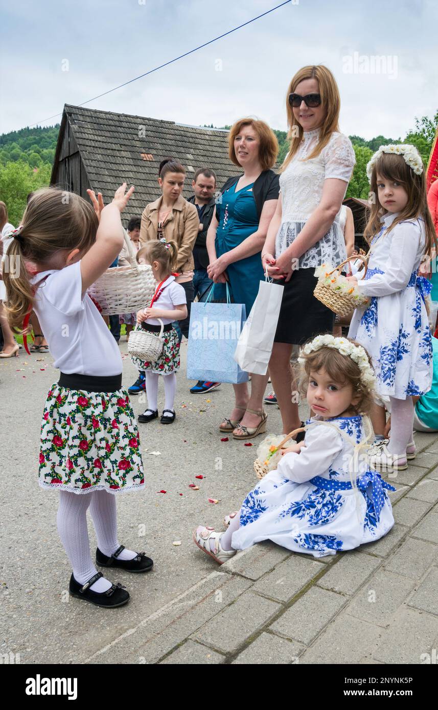 Little girls at Corpus Christi celebration in Wieprzec, Gorals (Polish ...