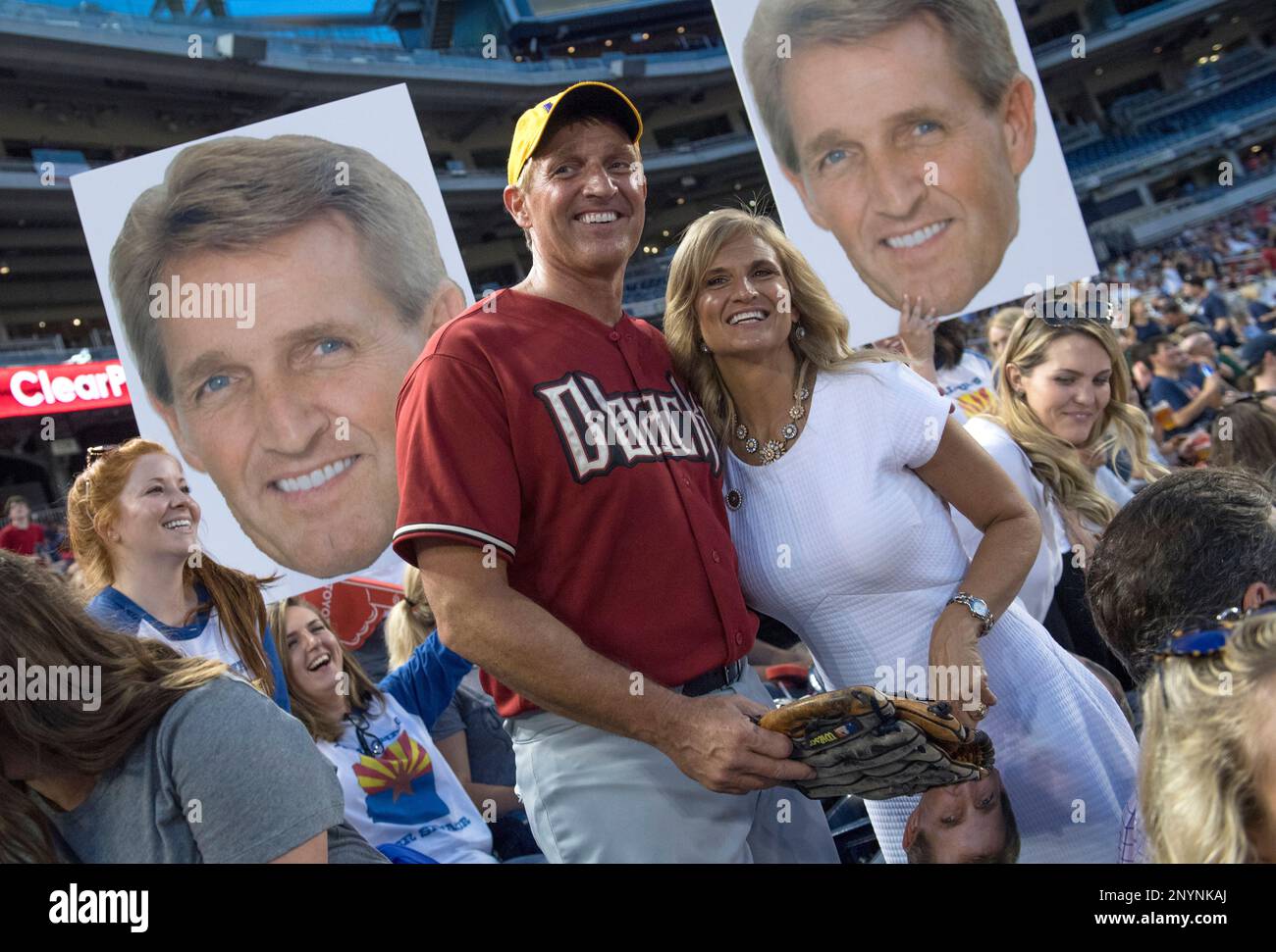 UNITED STATES - JUNE 15: Sen. Jeff Flake and his wife Cheryl are seen ...