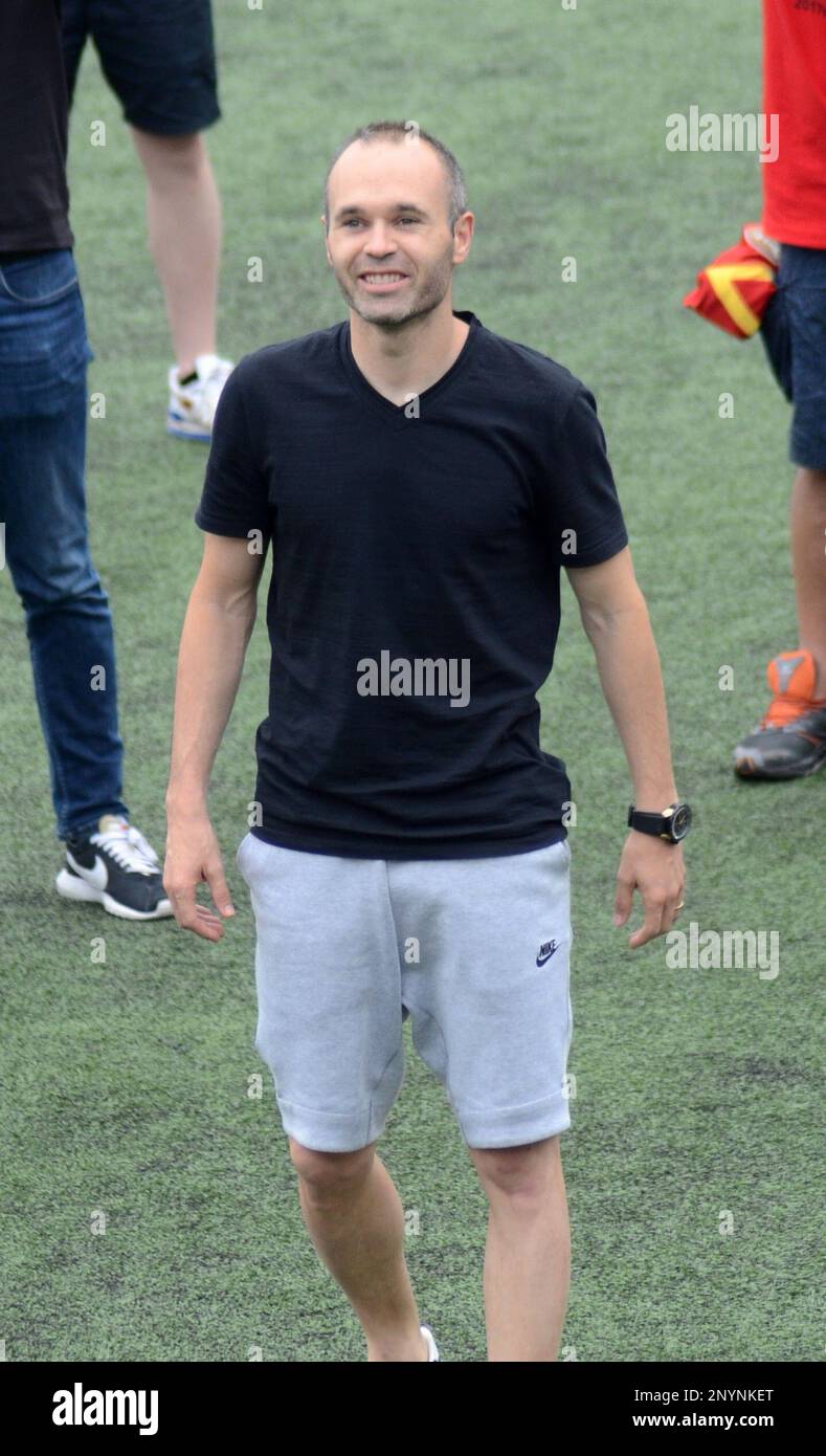 Spanish football player Andres Iniesta is pictutred during a commercial ...