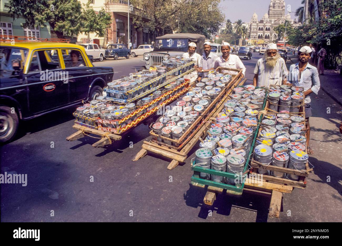 India, Bombay. Dabbah wallahs delivering meals Stock Photo - Alamy