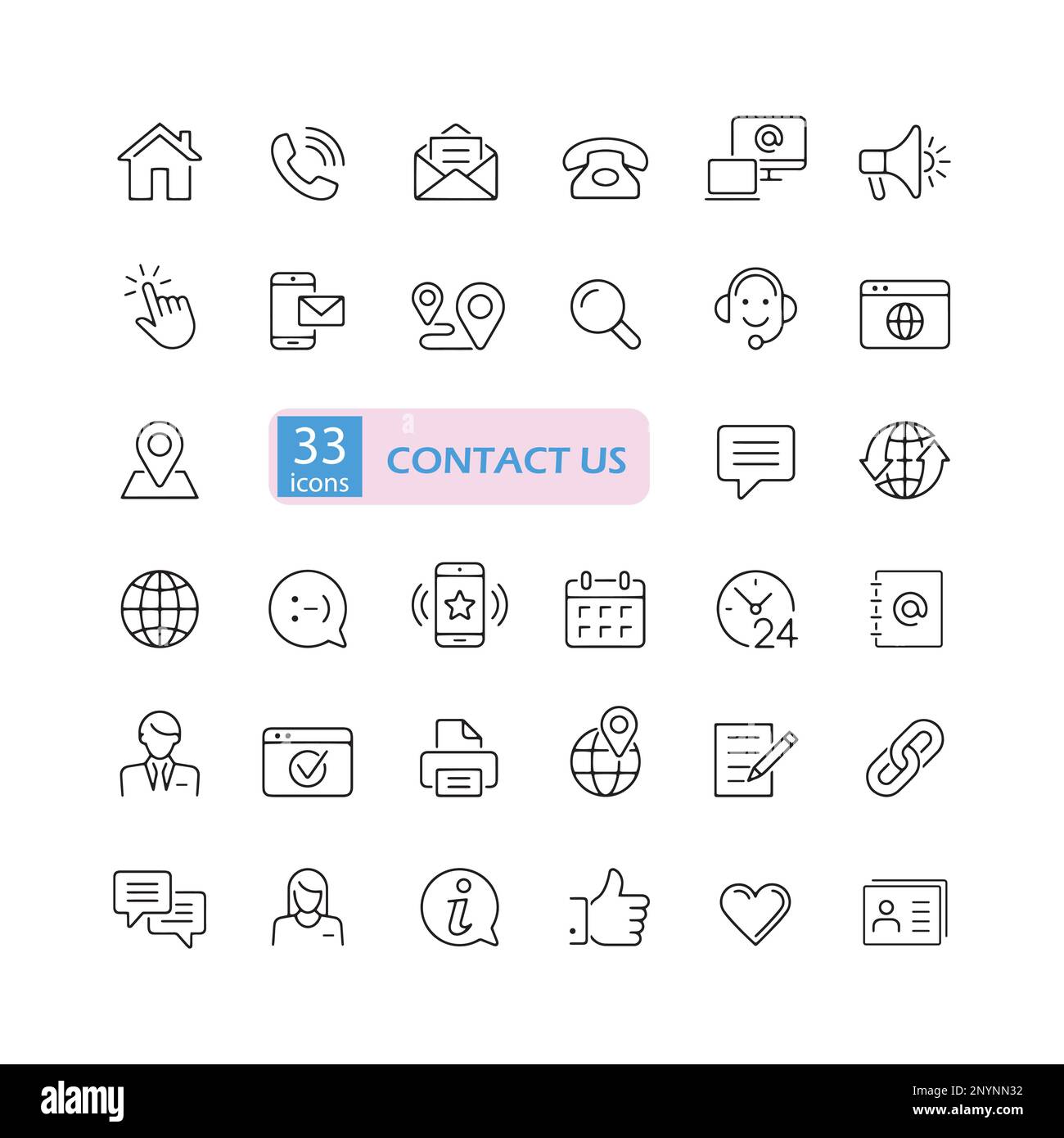 Contact us icon set eps10 vector image 33 icons Stock Vector Image ...