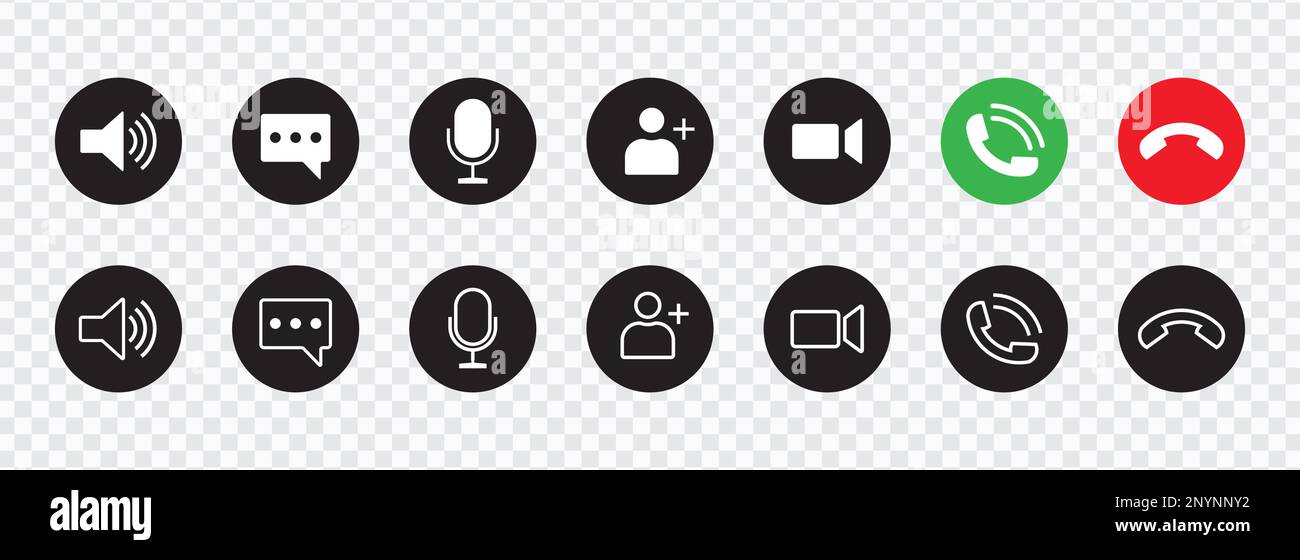 Set of icons for video conferencing, instant messengers. Vector ...