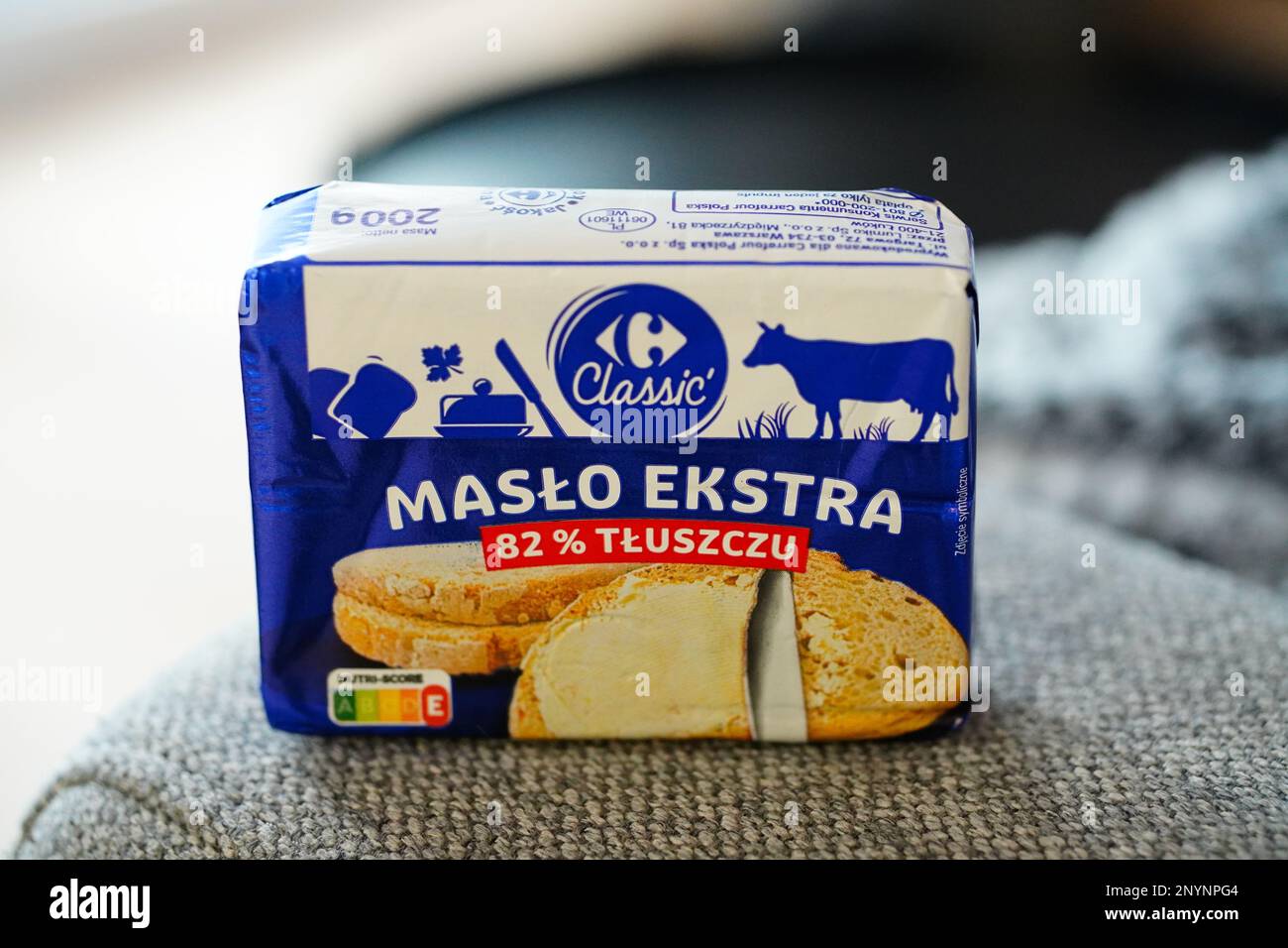 A white cardboard box of creamed cheese on a blurred background Stock ...