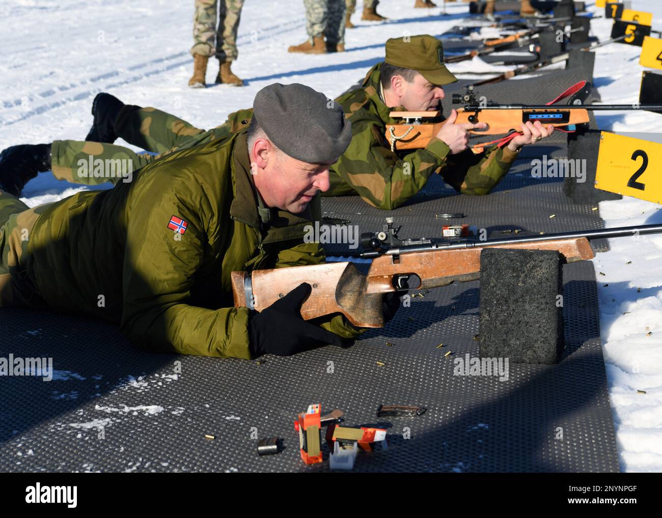 Members of the Norwegian Home Guard take part in a biathlon during ...