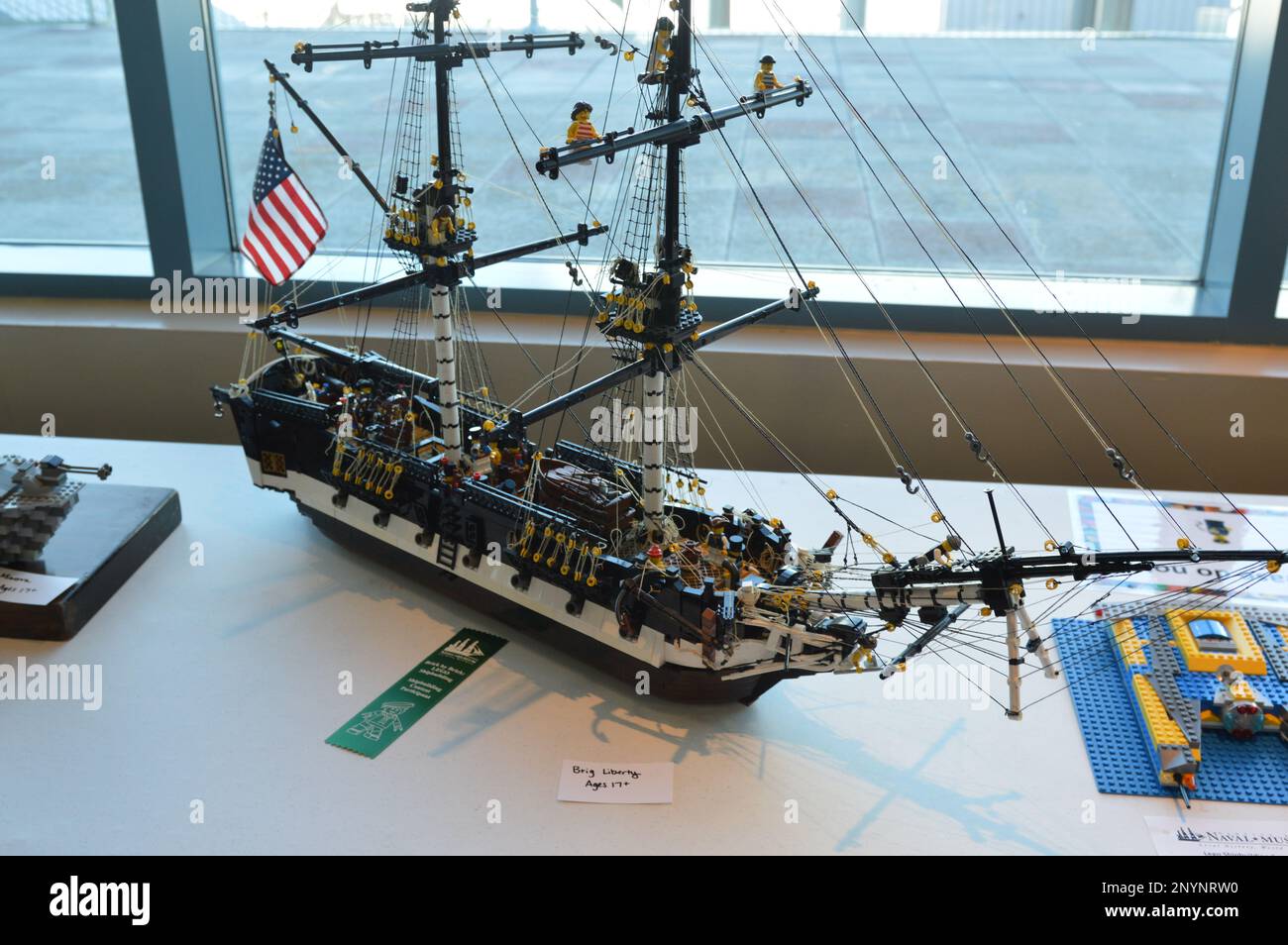 LEGO ship models of varying sizes and complexity are on display during ...