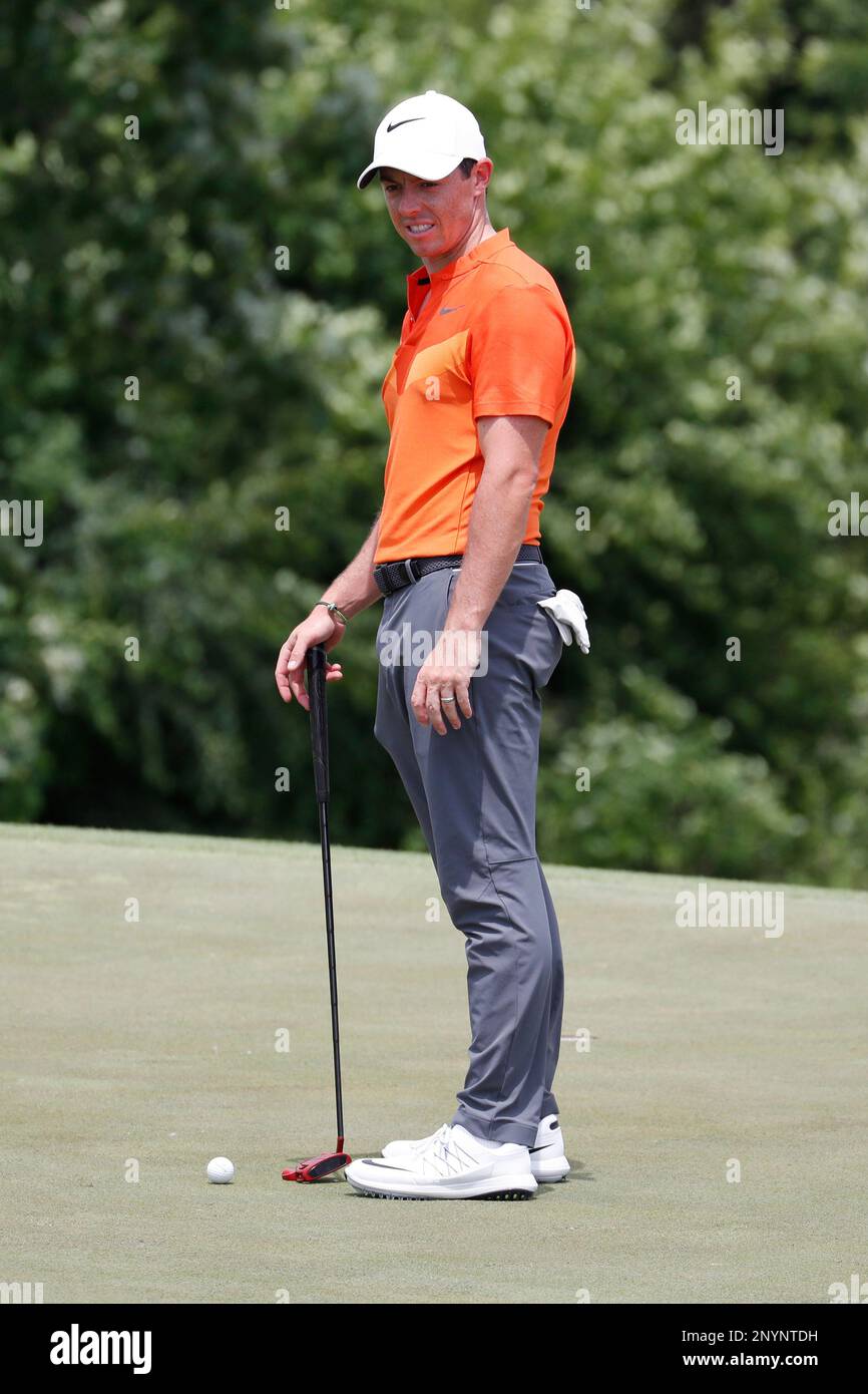 ERIN, WI - JUNE 14: PGA golfer Rory McIlroy putts on the 15th hole ...