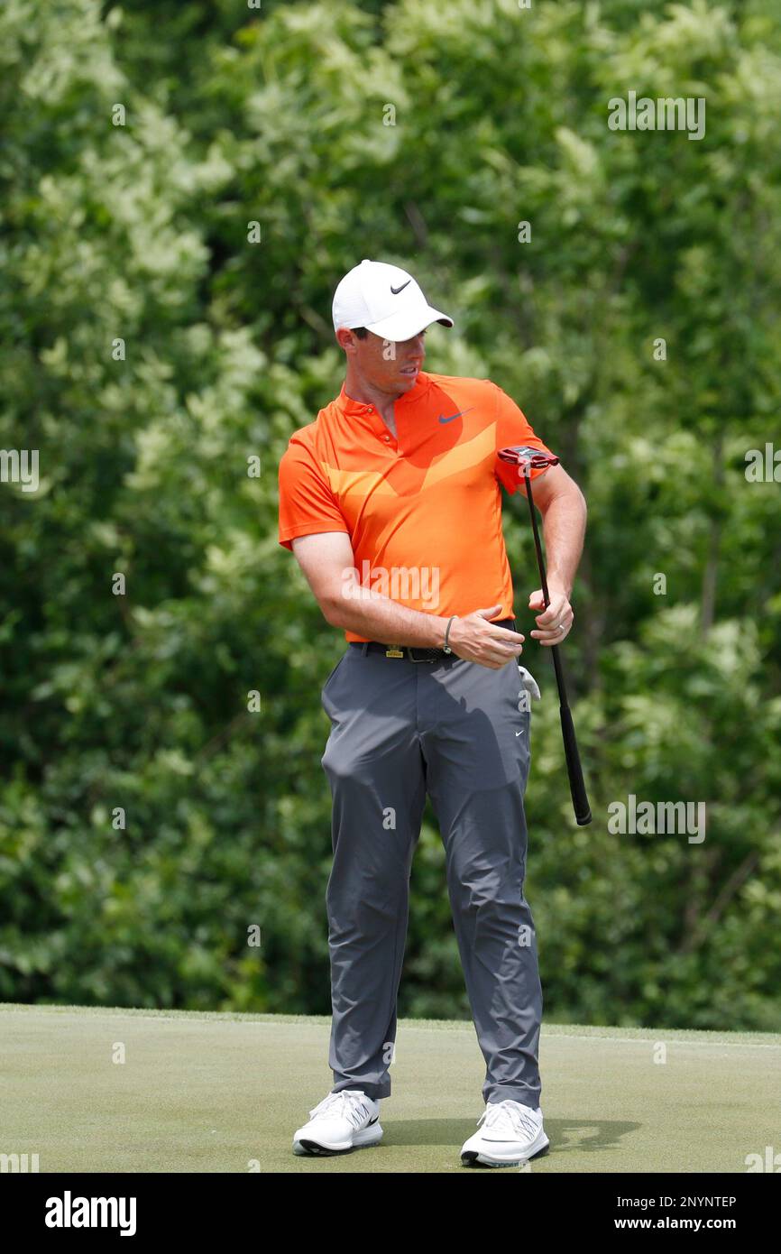 ERIN, WI - JUNE 14: PGA golfer Rory McIlroy putts on the 15th hole ...