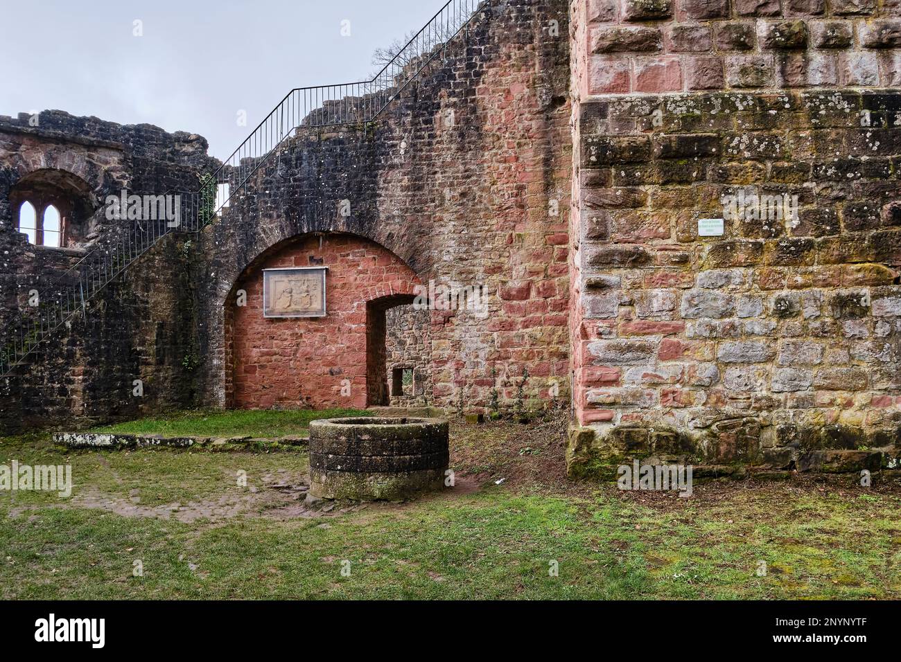 Ruins of Hinterburg Castle, also Alt-Schadeck Castle, in the town of ...
